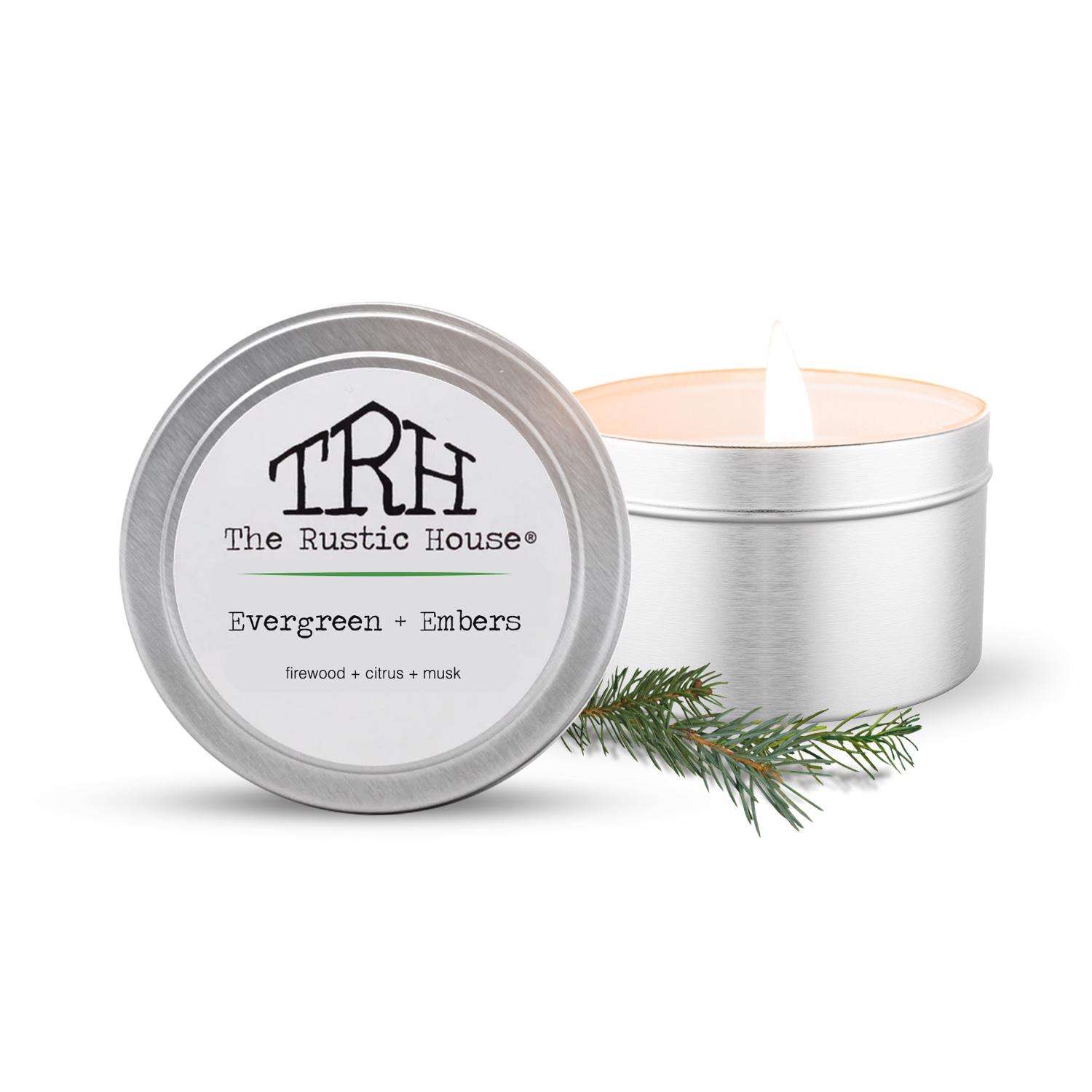 The Rustic House Silver Evergreen/Embers Scent Travel Candle 4 oz - Ace ...