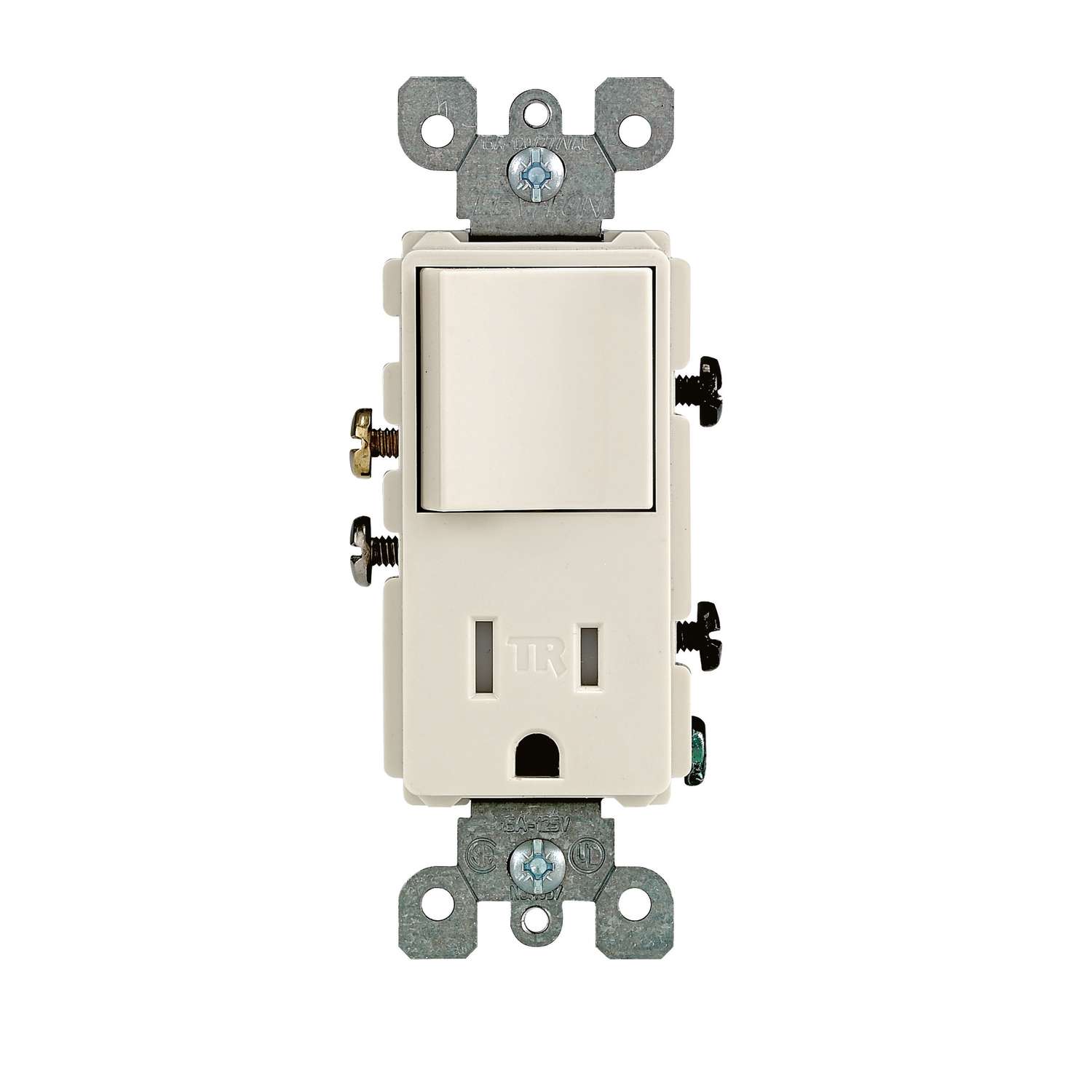 Leviton Decora 15 amps 125 volt Light Almond Combination Switch/Outlet ...