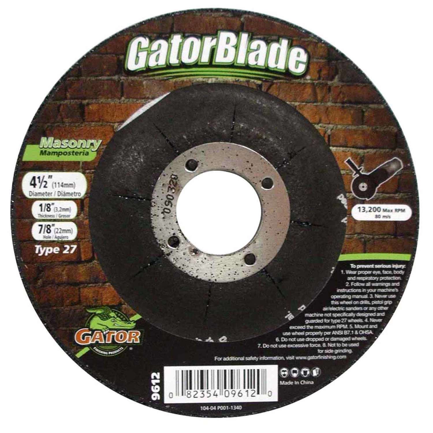 Gator 4-1/2 in. D X 5/8 in. in. Masonry Grinding Wheel - Ace Hardware