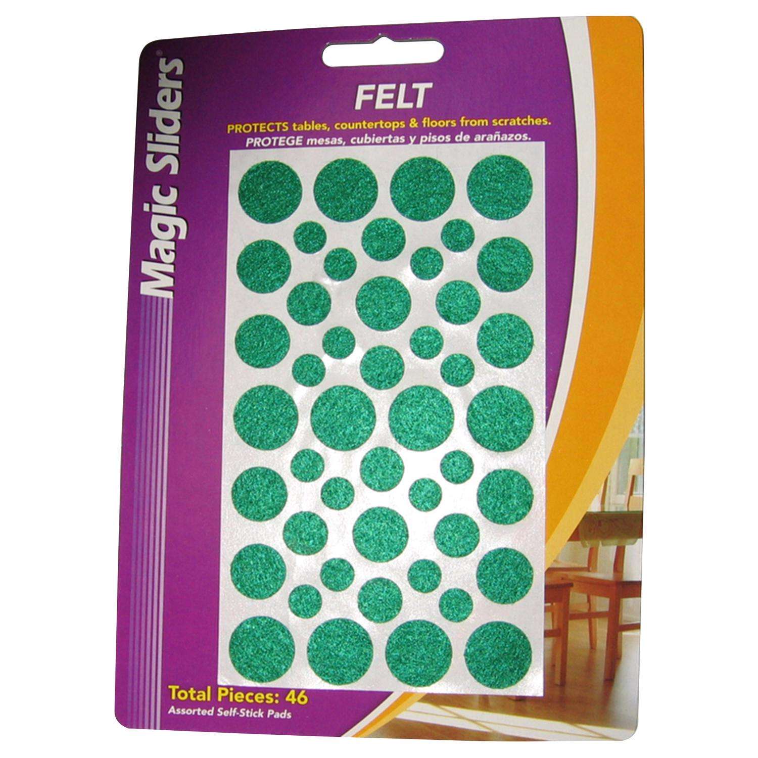 Magic Sliders Felt Self Adhesive Protective Pads Green Round 46 pk ...