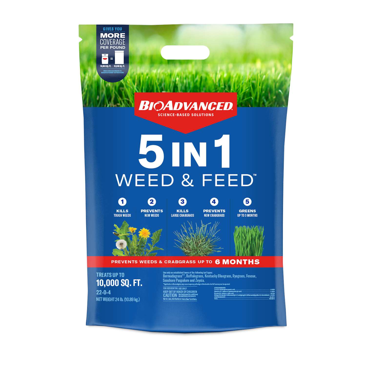 BioAdvanced 22-0-4 Weed & Feed Lawn Fertilizer For All Grasses 10000 sq ...