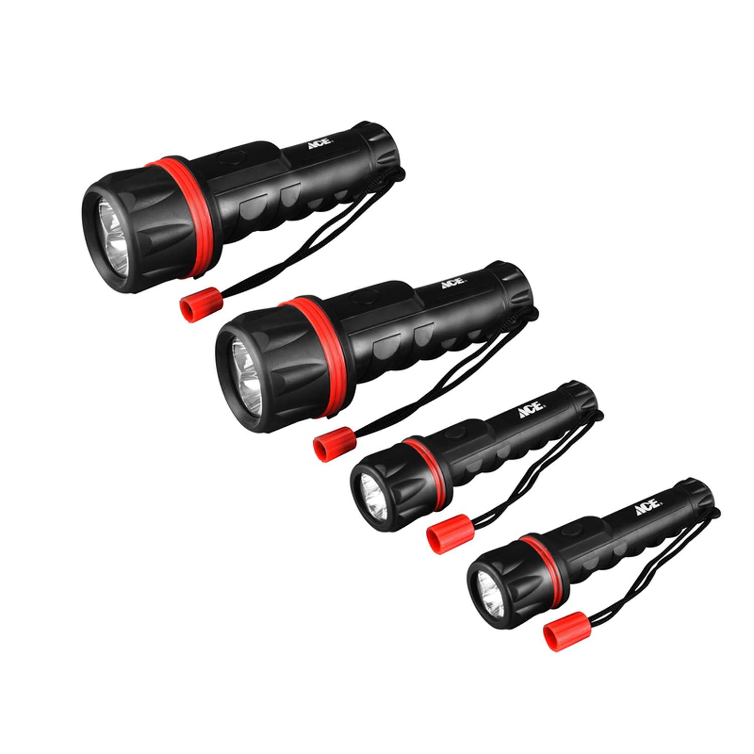 Ace 25 lm Black/Red LED Flashlight AA/D Battery - Ace Hardware
