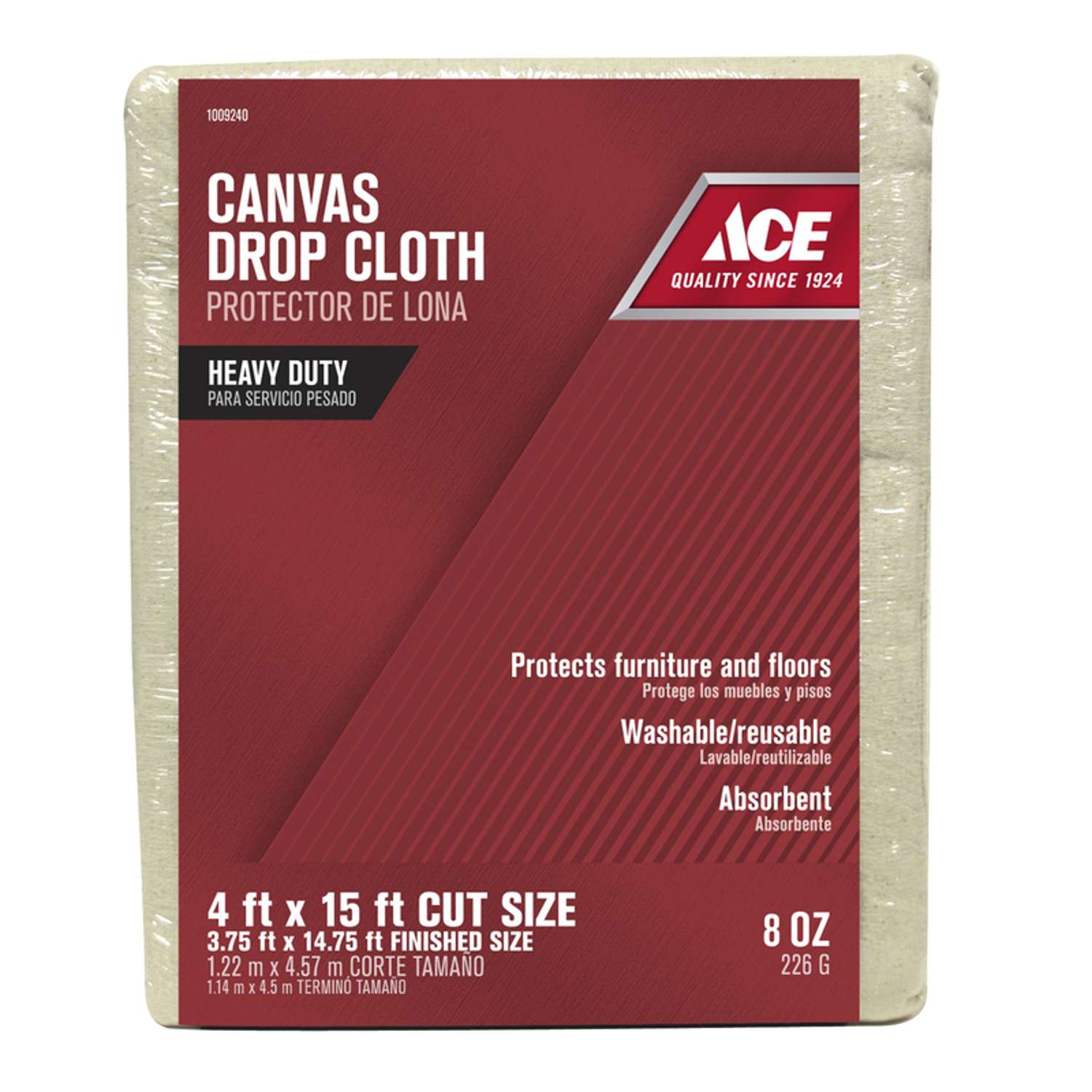Ace 4 ft. W X 15 ft. L 8 oz Canvas Drop Cloth 1 pk - Ace Hardware