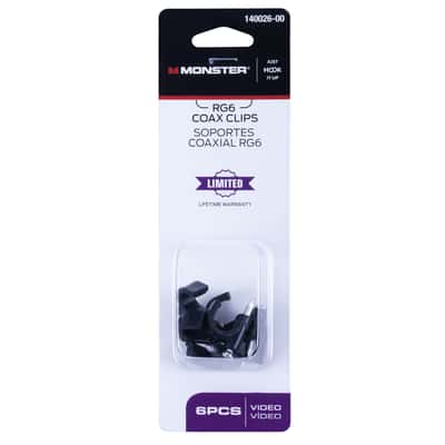 Monster Just Hook It Up Cable RG6 Coaxial Cable Clips 6 pk - Ace Hardware
