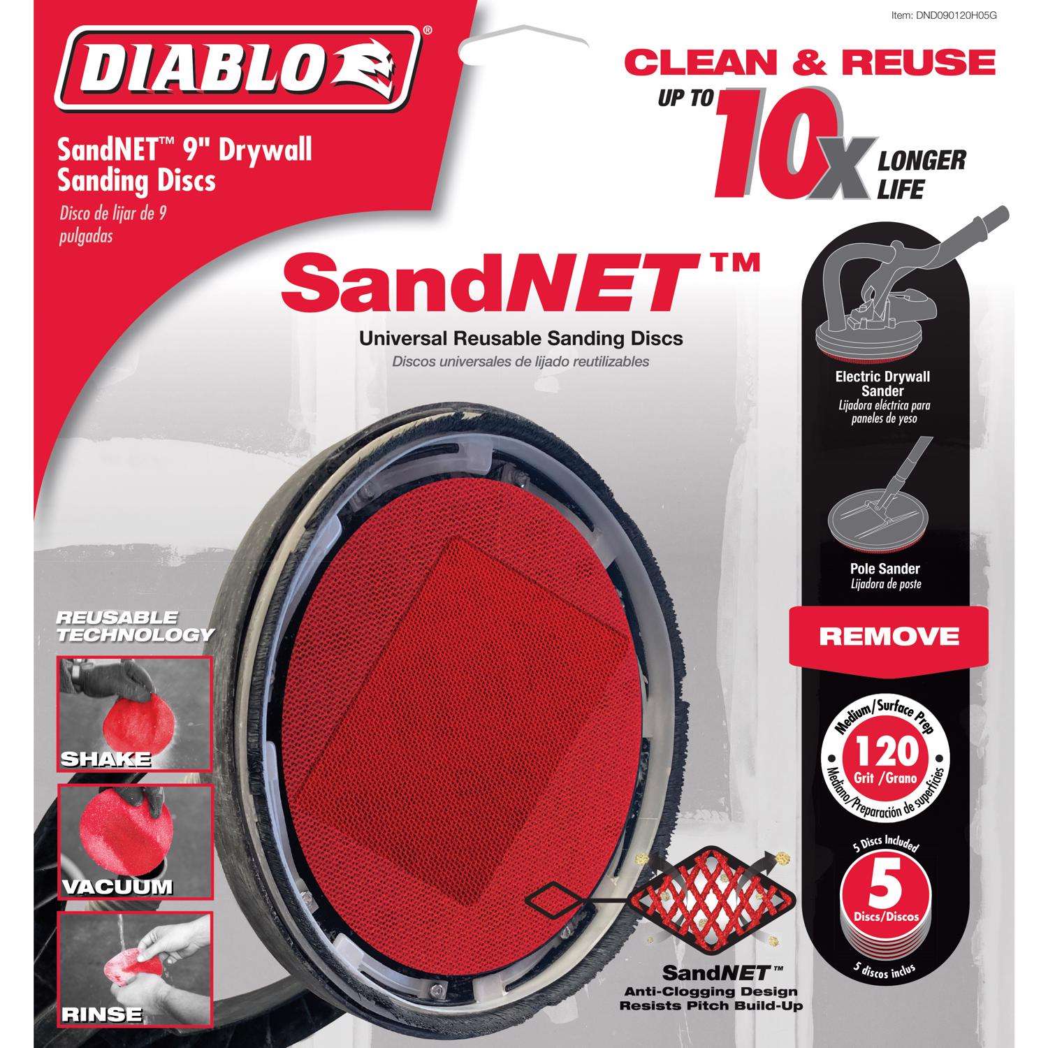 Diablo SandNet 9 in. L X 9 in. W Ceramic Blend 120 Grit Medium Drywall ...