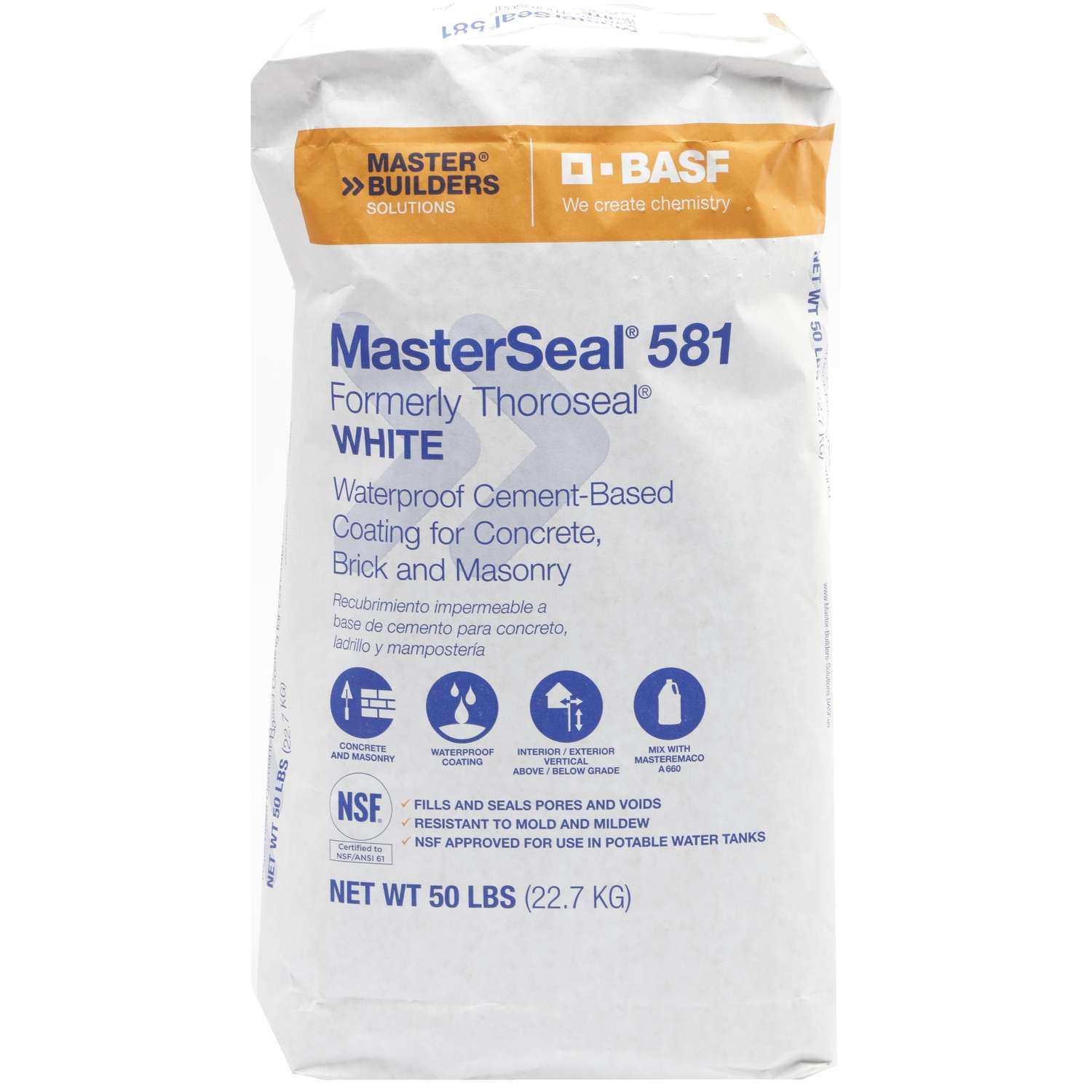BASF MasterSeal 581 White Cement-Based Waterproof Coating 50 lb - Ace ...