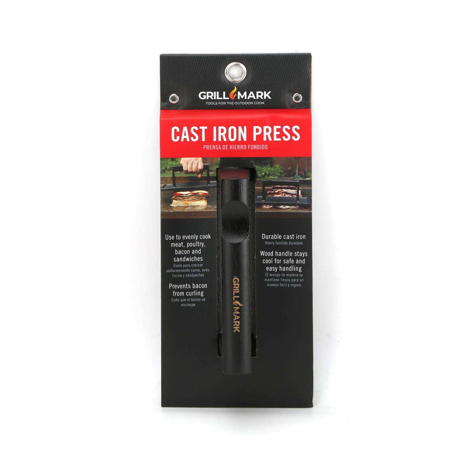 Grill Mark Black Cast Iron/Wood Meat Press - Ace Hardware