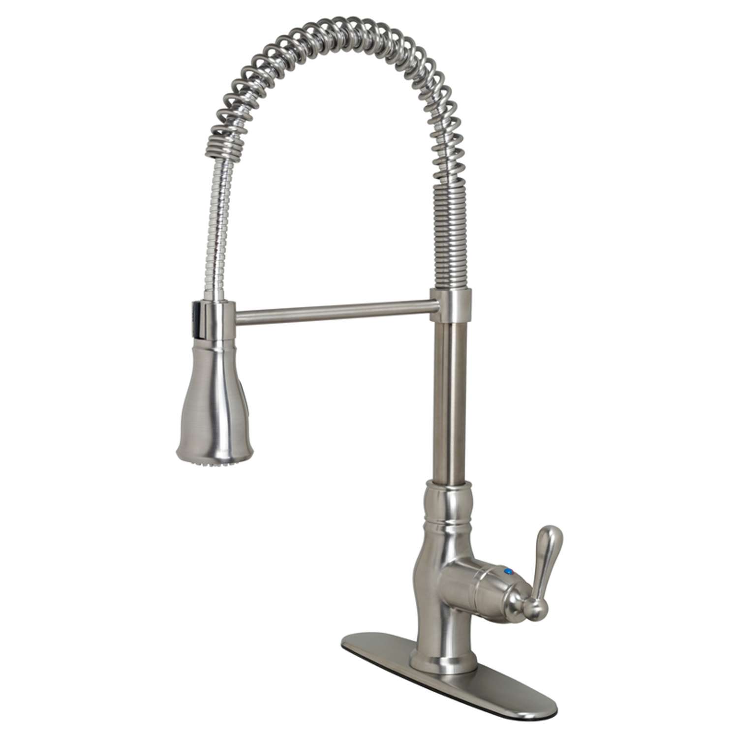 Ultra Faucets Prime One Handle Brushed Nickel Pull-Down Kitchen Faucet ...
