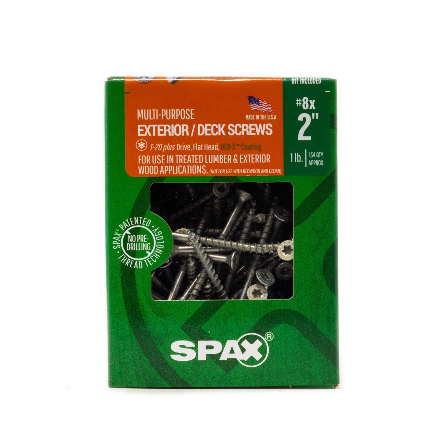Spax No. 8 in. X 2 in. L Silver Star Flat Head Deck Screws 1 lb 154 pc ...