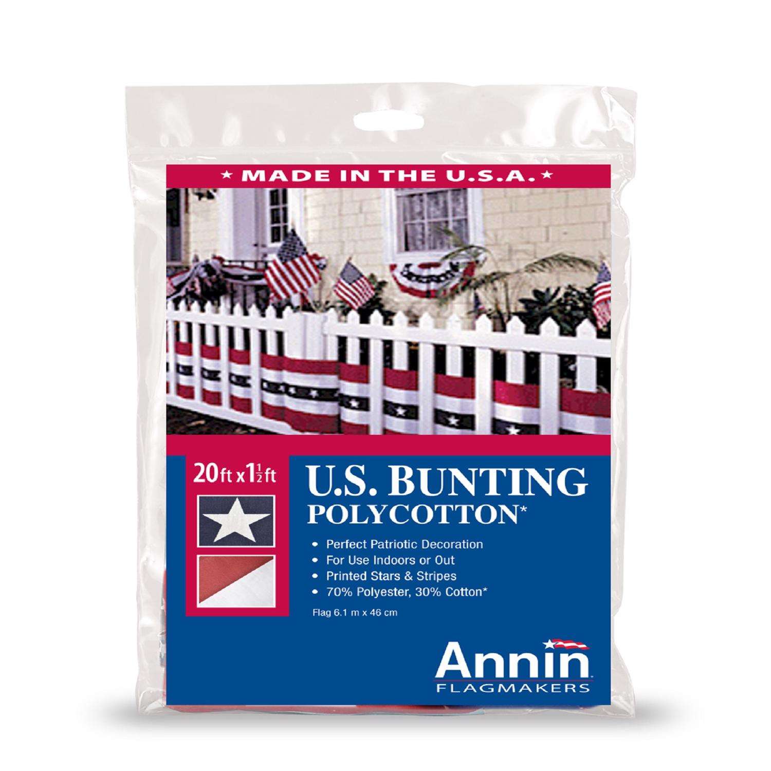 Annin Decorative Bunting Star American Flag 18 in. W X 20 ft. L Mfr ...