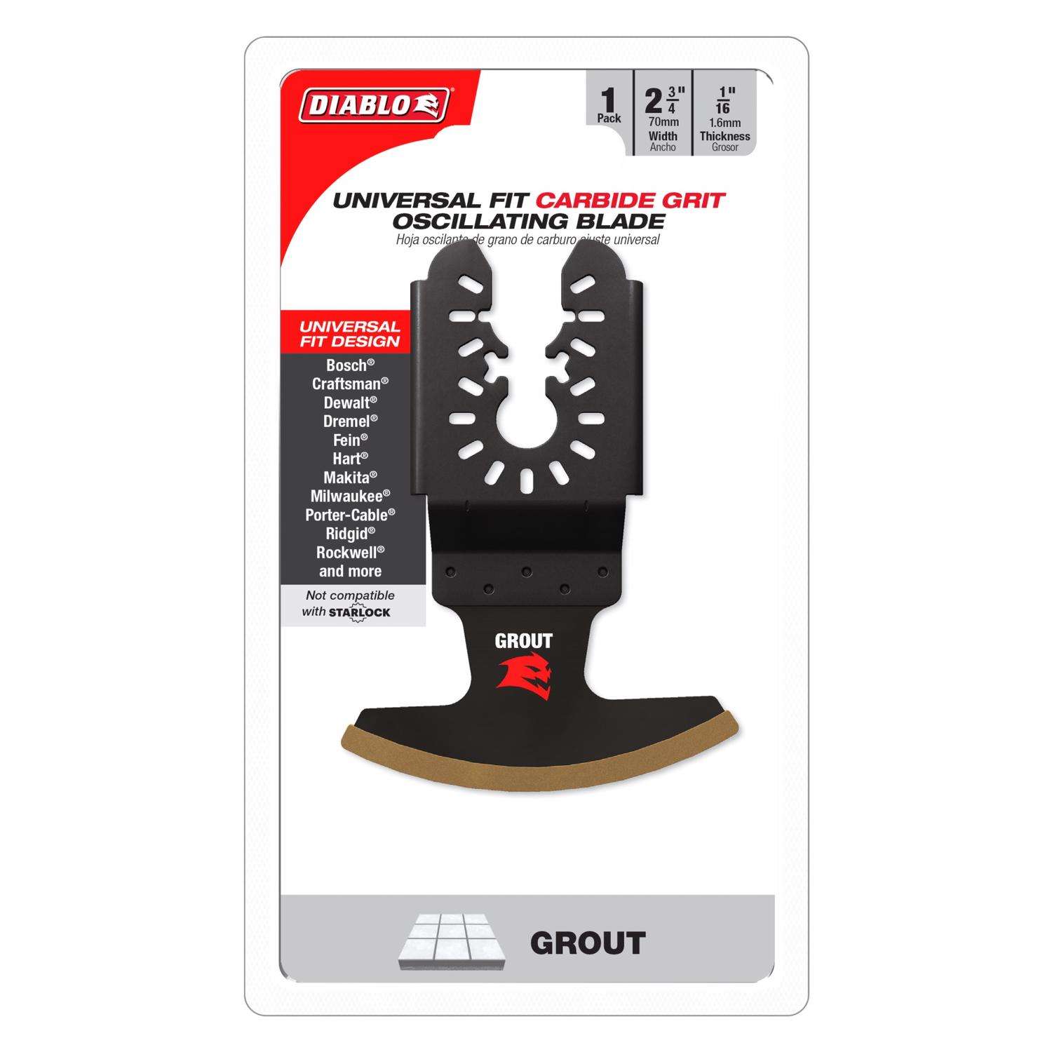 Diablo 2-3/4 in. W Carbide Grit Oscillating Grout Removal Blade Grout 1 ...