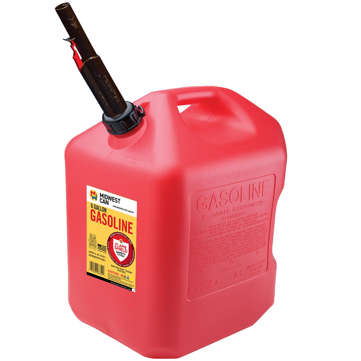 Midwest Can Quick Flow Spout Plastic Gas Can 6 gal Mfr# 6610 - Ace Hardware