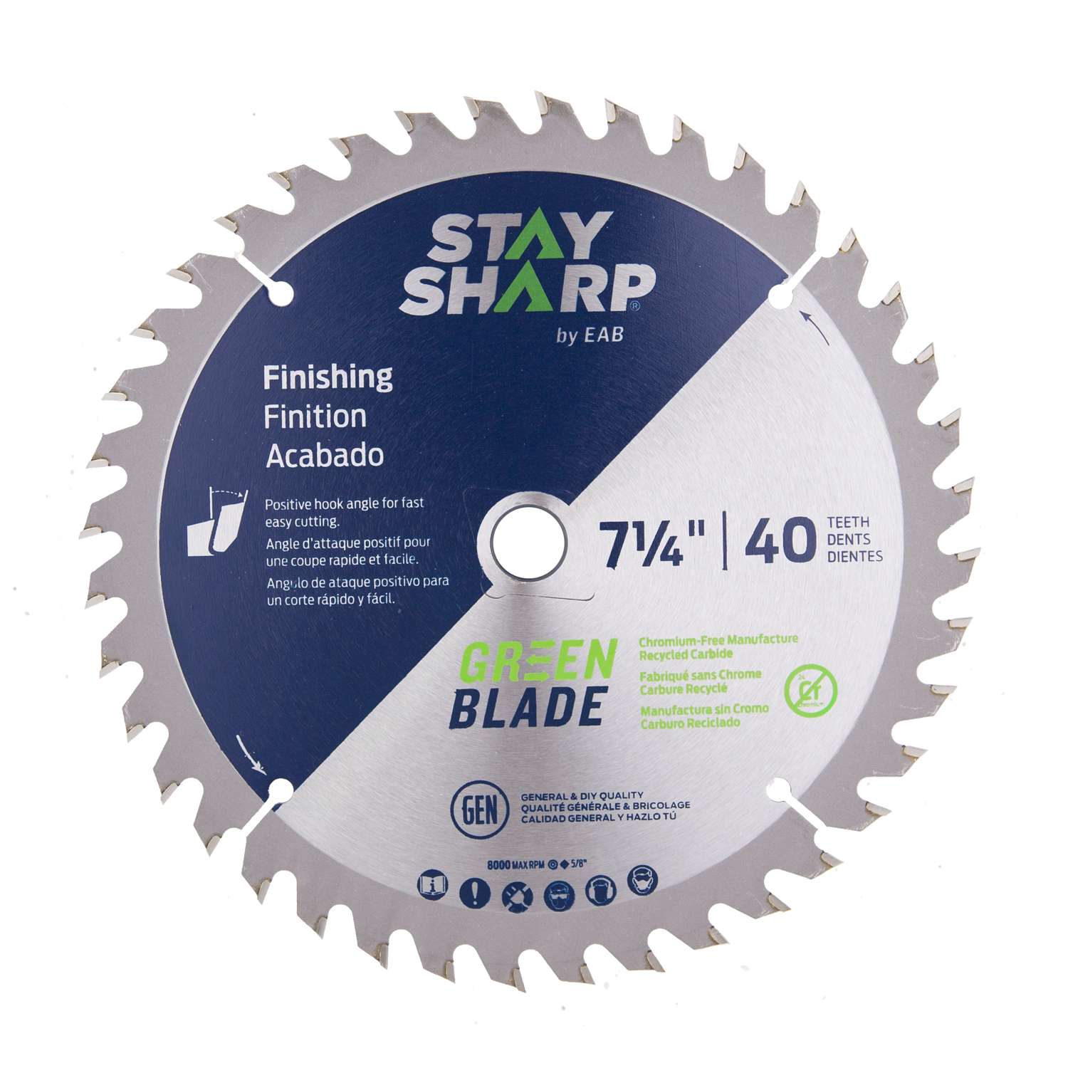 Stay Sharp 7-1/4 in. D X 5/8 in. Carbide Finishing Saw Blade 40 teeth 1 ...