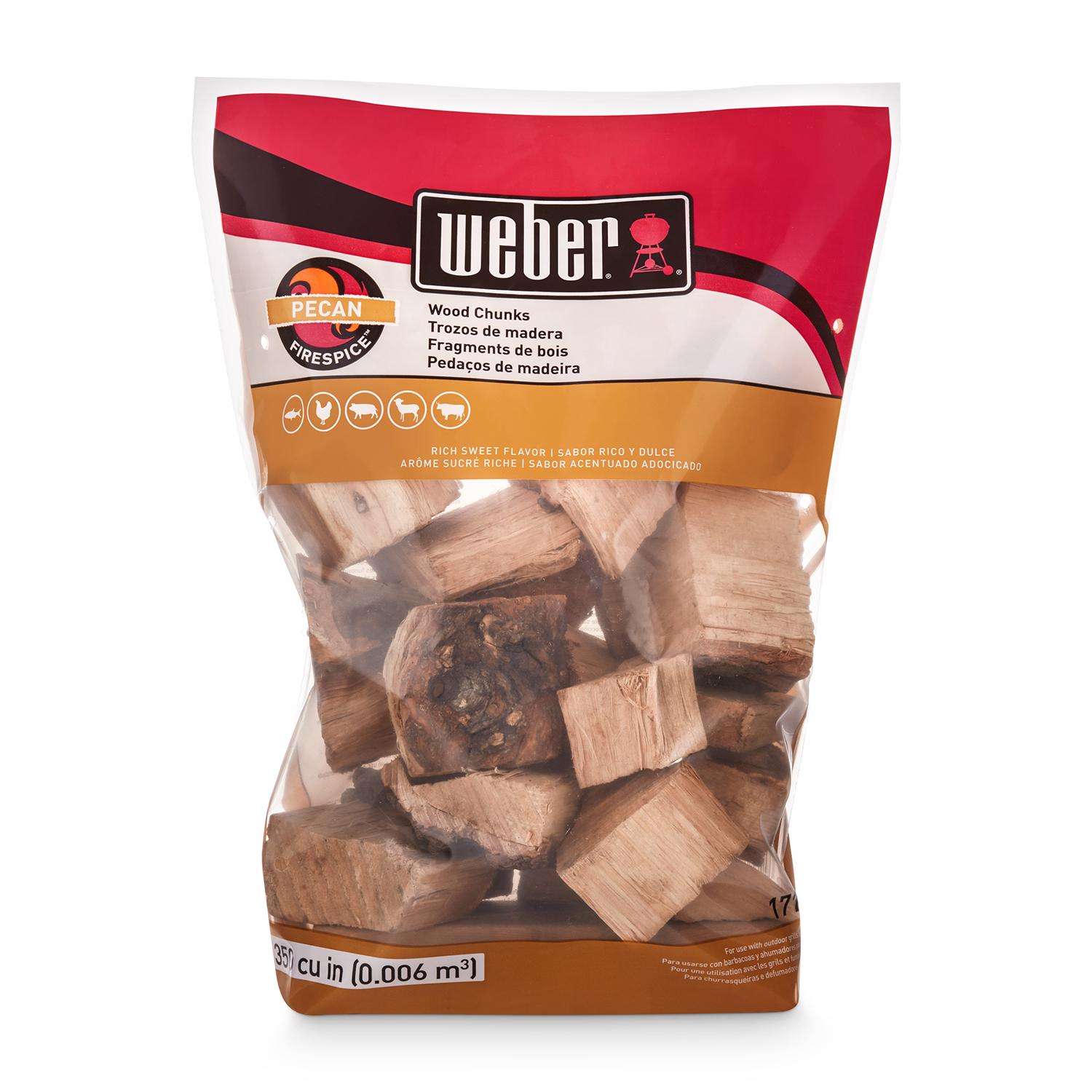 Weber Firespice Pecan All Natural Pecan Wood Smoking Chunks 350 cu in ...