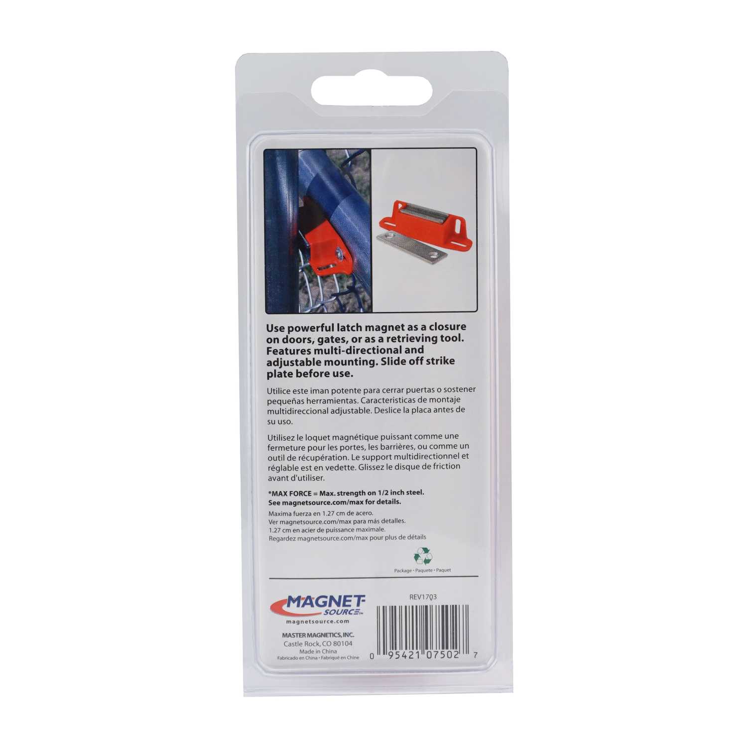 Master Magnetics 4.25 in. Ceramic Latch Magnet 50 lb. pull 3.4 MGOe Red ...