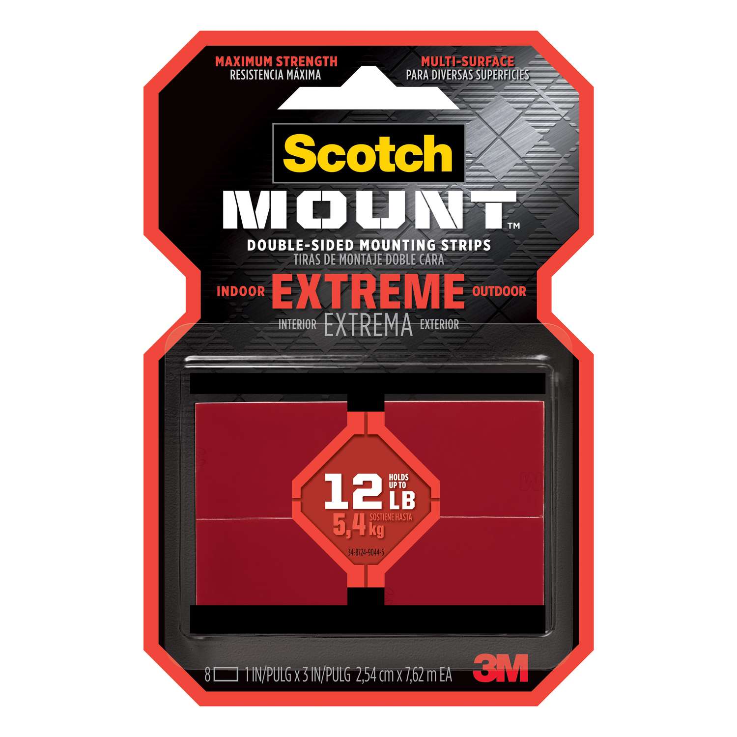 3M Scotch-Mount Double Sided 1 in. W X 3 in. L Mounting Strips Black ...