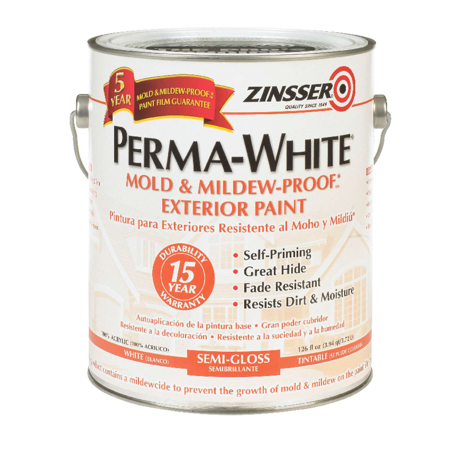 Zinsser Perma-White Semi-Gloss White Water-Based Mold and Mildew-Proof ...