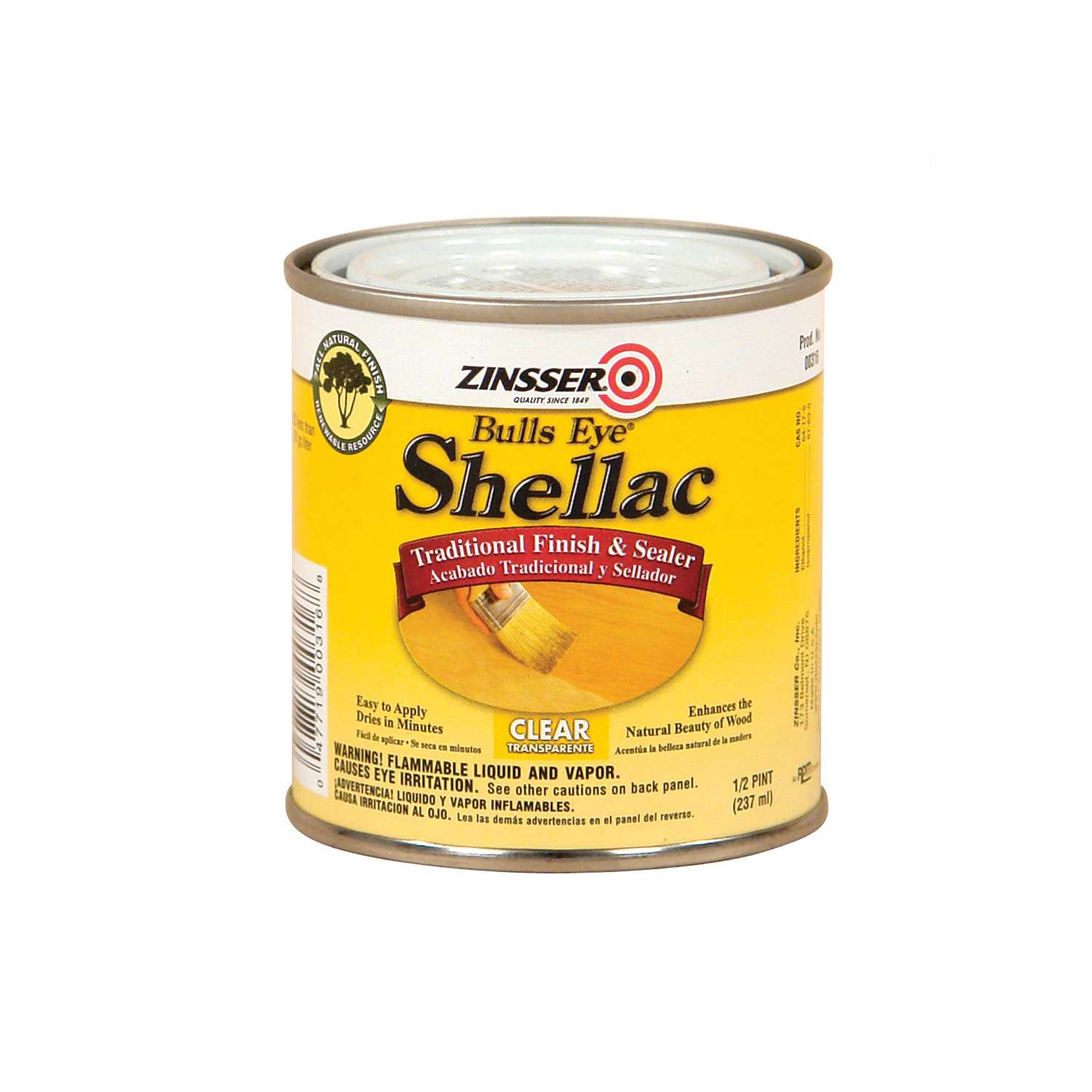 Zinsser Bulls Eye Semi-Gloss Clear Water-Based Shellac Finish and ...