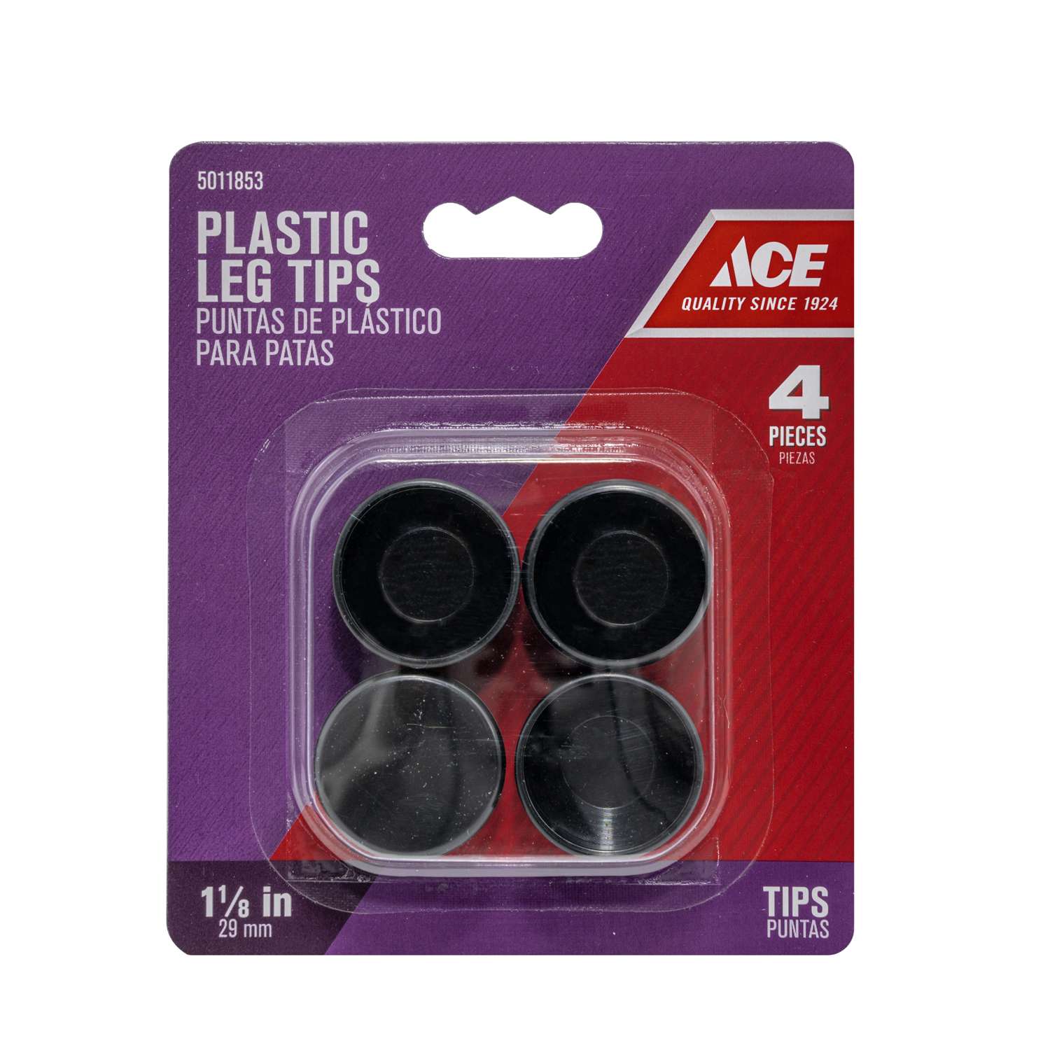Ace Plastic Leg Tip Black Round 1-1/8 in. W 4 pk - Ace Hardware