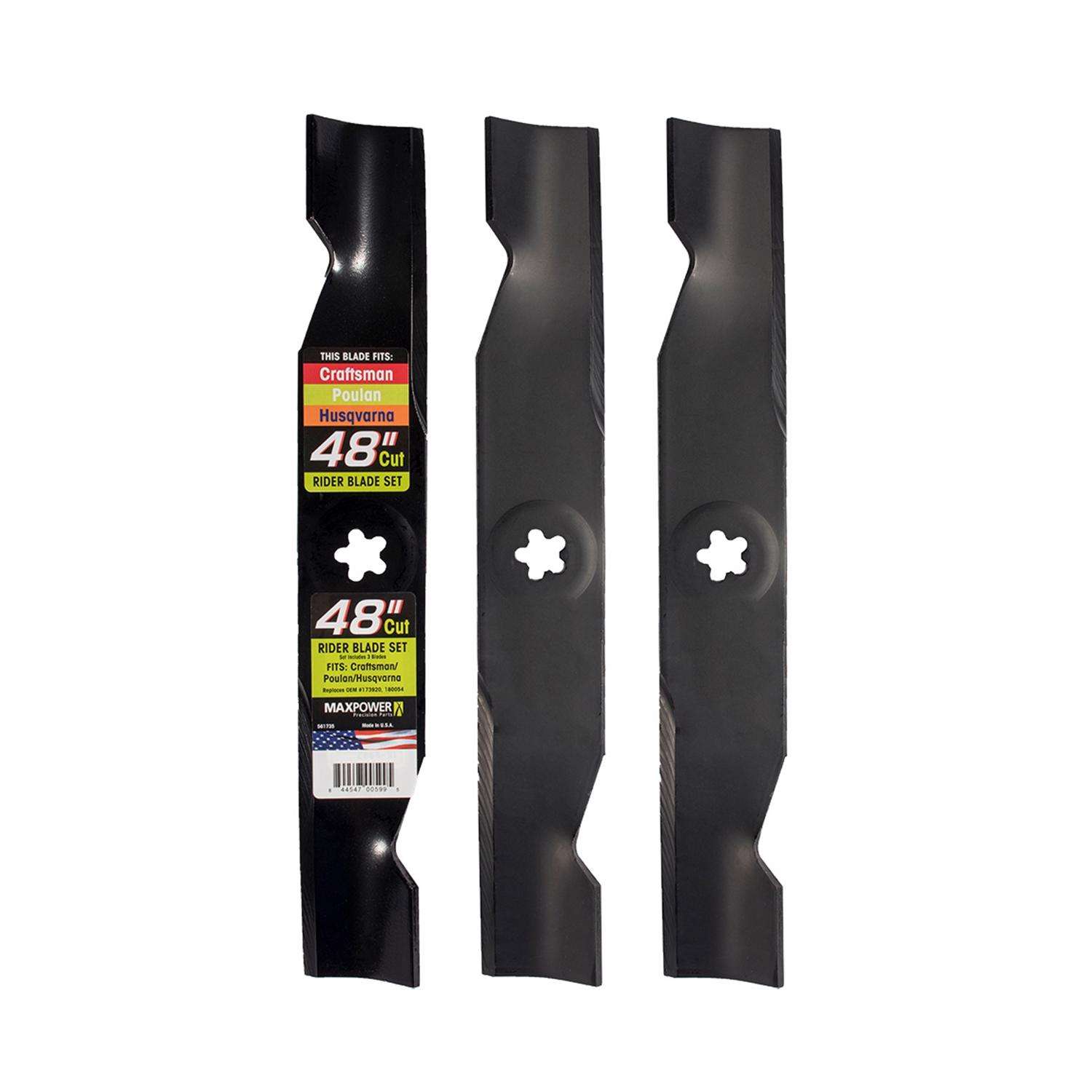 MaxPower 48 in. High-Lift Mower Blade Set For Riding Mowers 3 pk - Ace ...