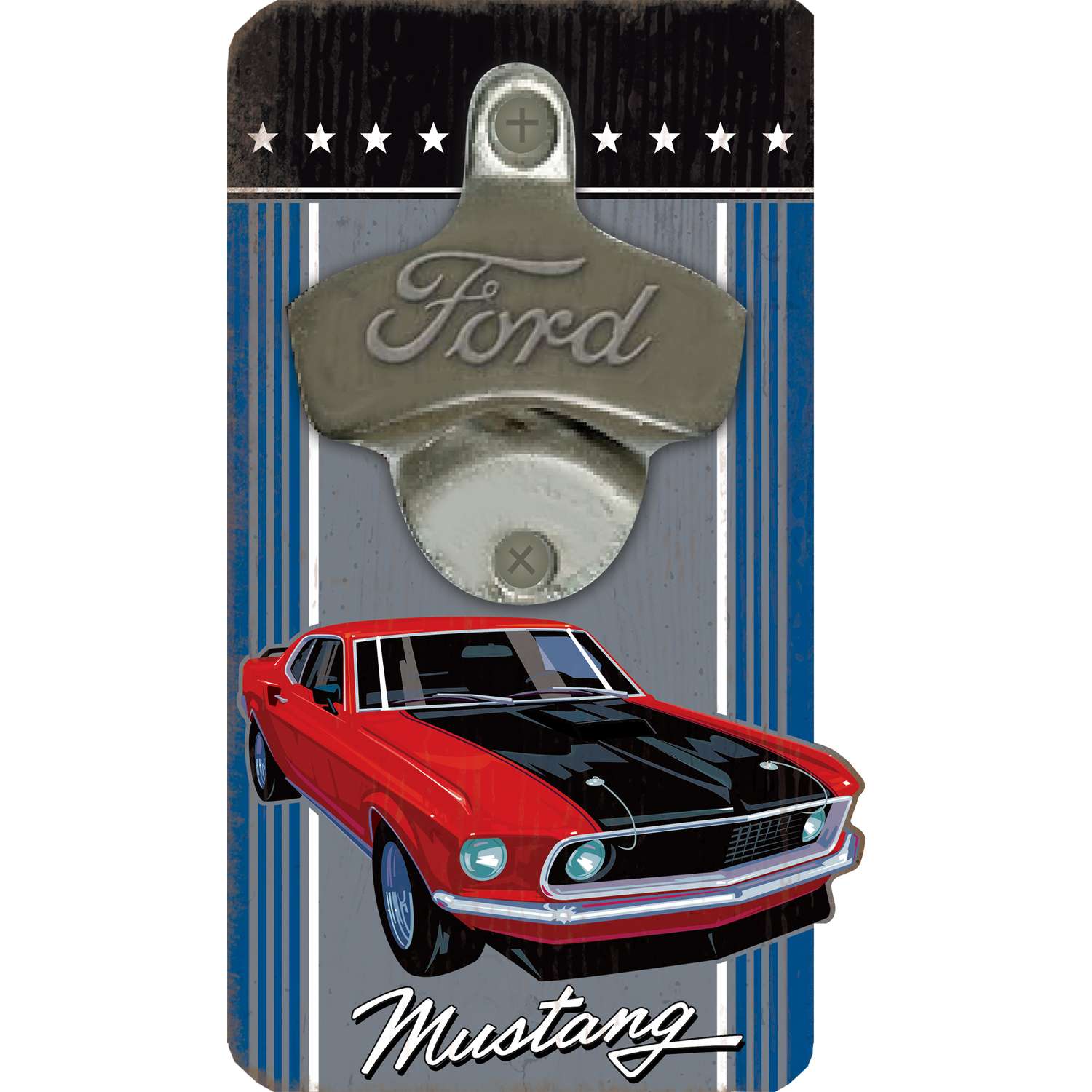 Open Road Brands Ford Red Mustang Bottle Opener Sign MDF Wood & Die ...