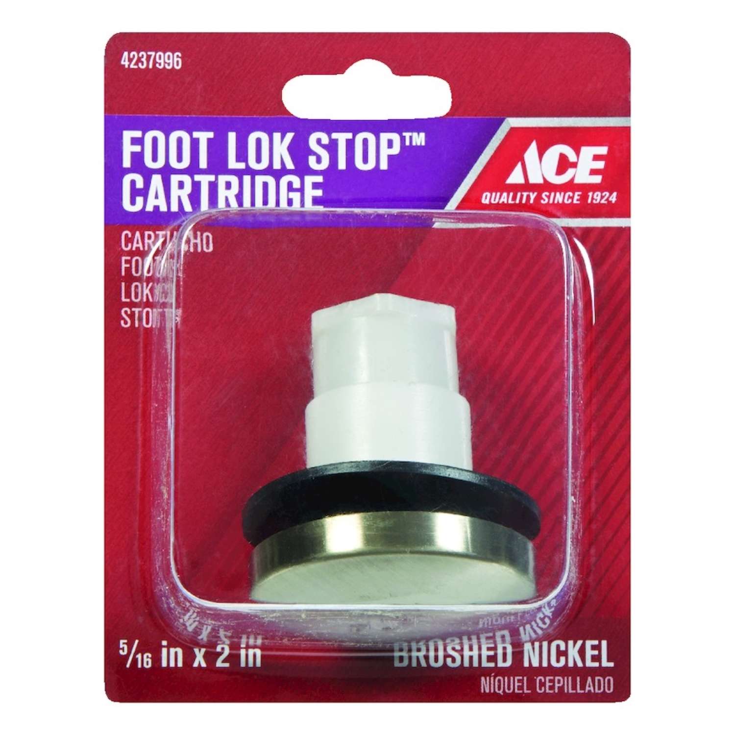 Ace Foot Lok Cartridge 5/16 in. Brushed Nickel Plastic Drain Stopper ...