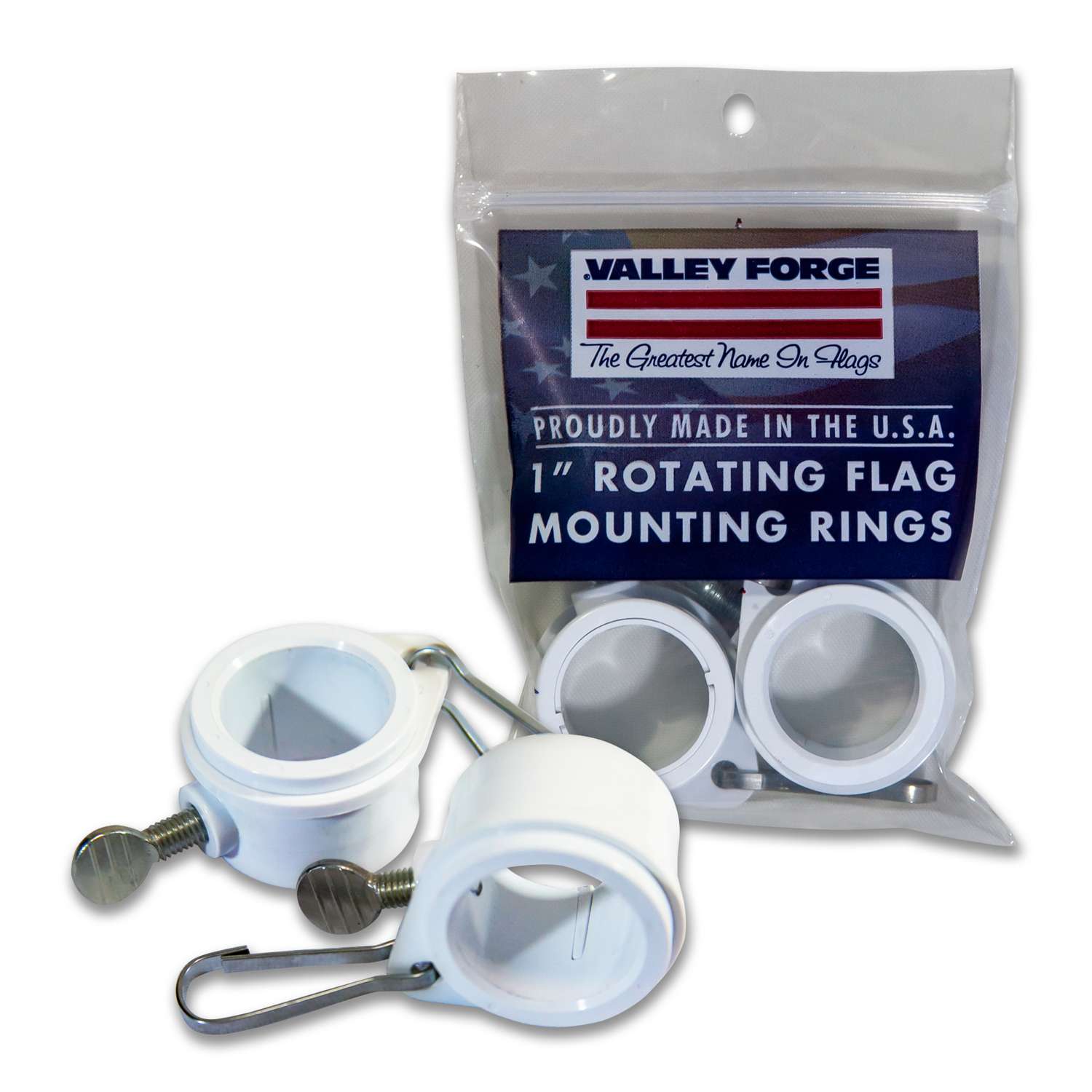 Valley Forge 1 in. L Plastic Flag Mounting Rings Brushed - Ace Hardware