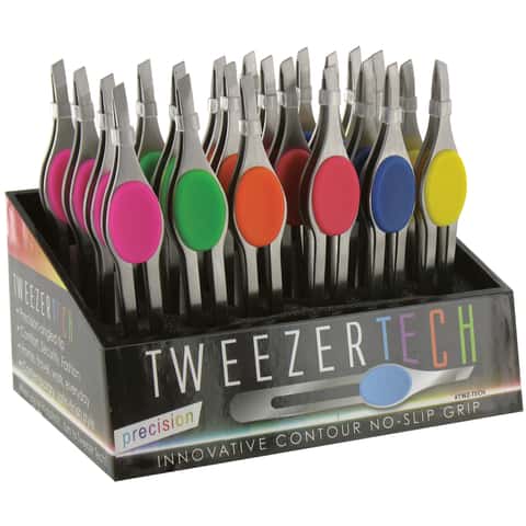 DM Merchandising Tweezer Tech No-Slip Tweezers Metal/Plastic 24 pk ...