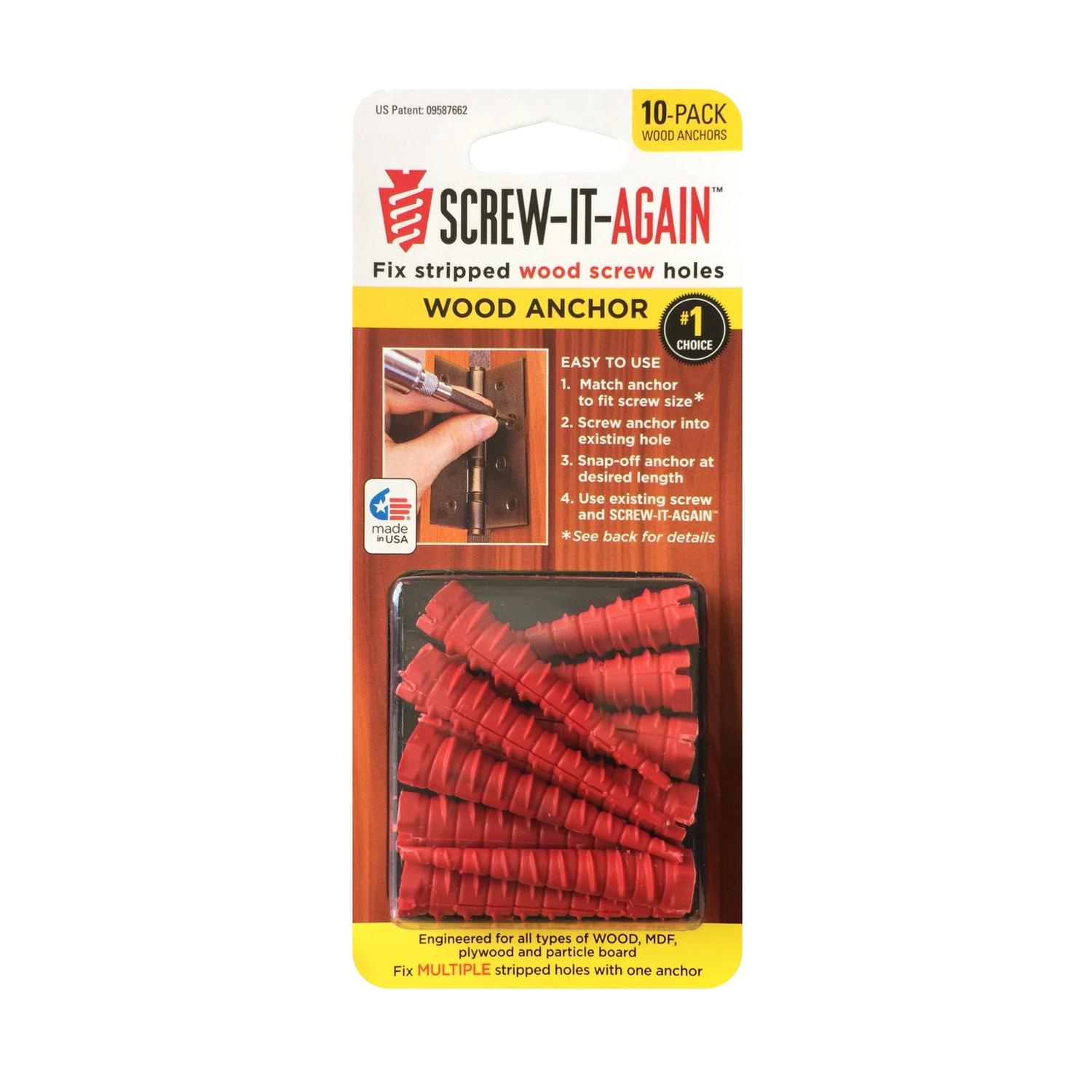 SCREW-IT-AGAIN 1/4 in. D X 1 in. L Polypropylene Hex Head Wood Anchor ...