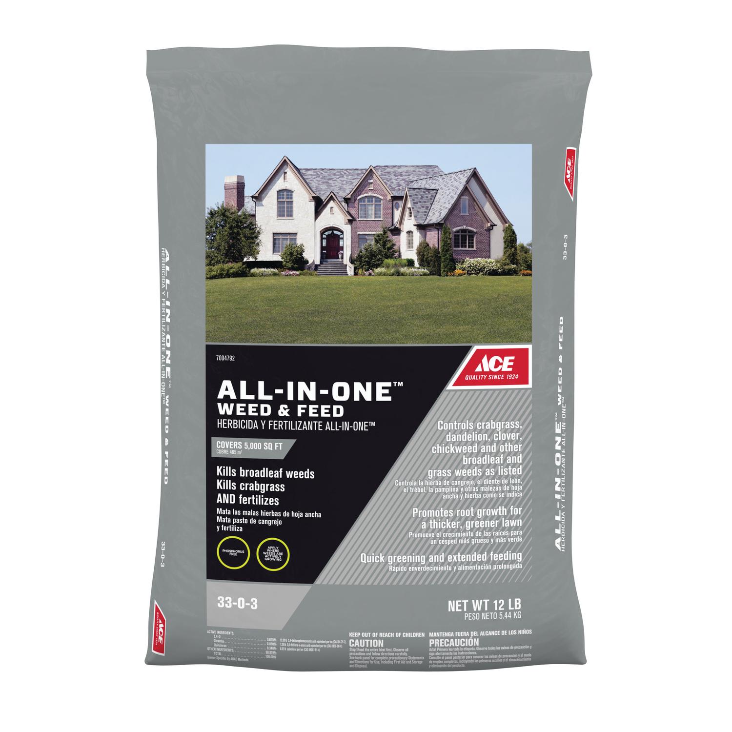 Ace All-In-One Weed & Feed Lawn Fertilizer For Multiple Grass Types ...