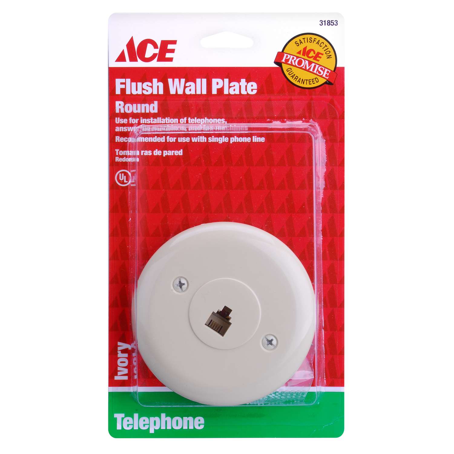 Ace Ivory 1 gang Plastic Telephone Wall Plate 1 pk - Ace Hardware