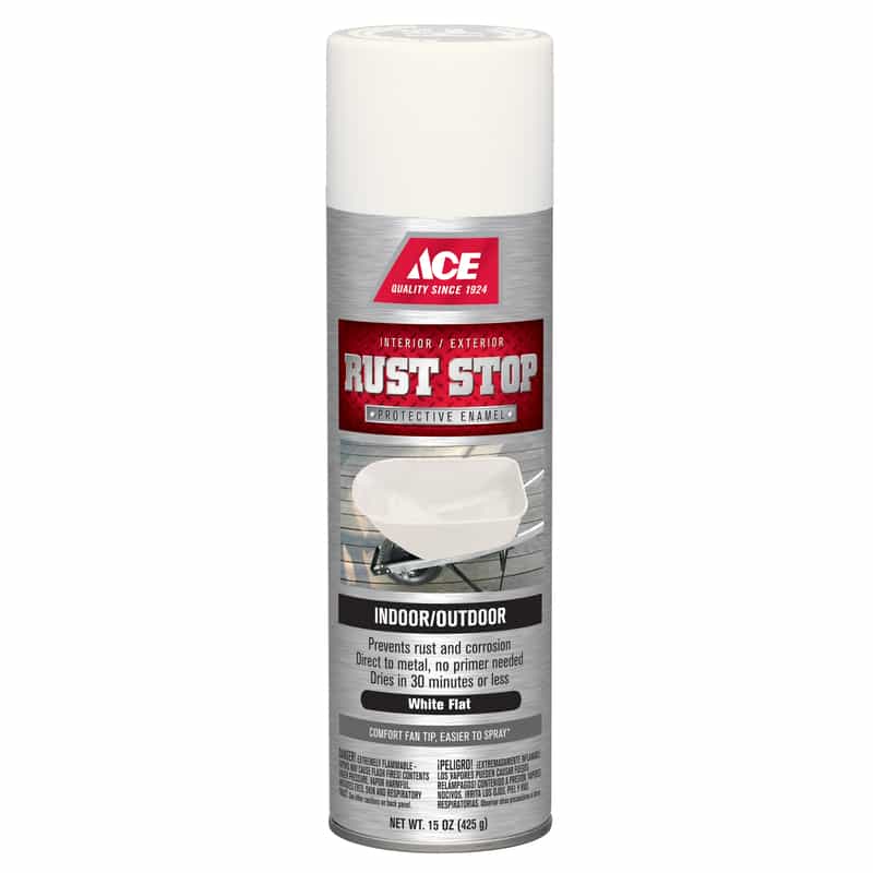 Ace Rust Stop Flat White Spray Paint 15 oz. - Ace Hardware