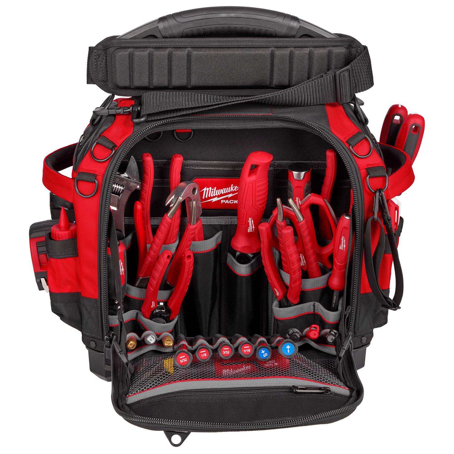 Milwaukee PACKOUT 10 in. W X 19.8 in. H Ballistic Tool Bag 65 pocket Black Red 1 pc Mfr 48 22 8316 Ace Hardware
