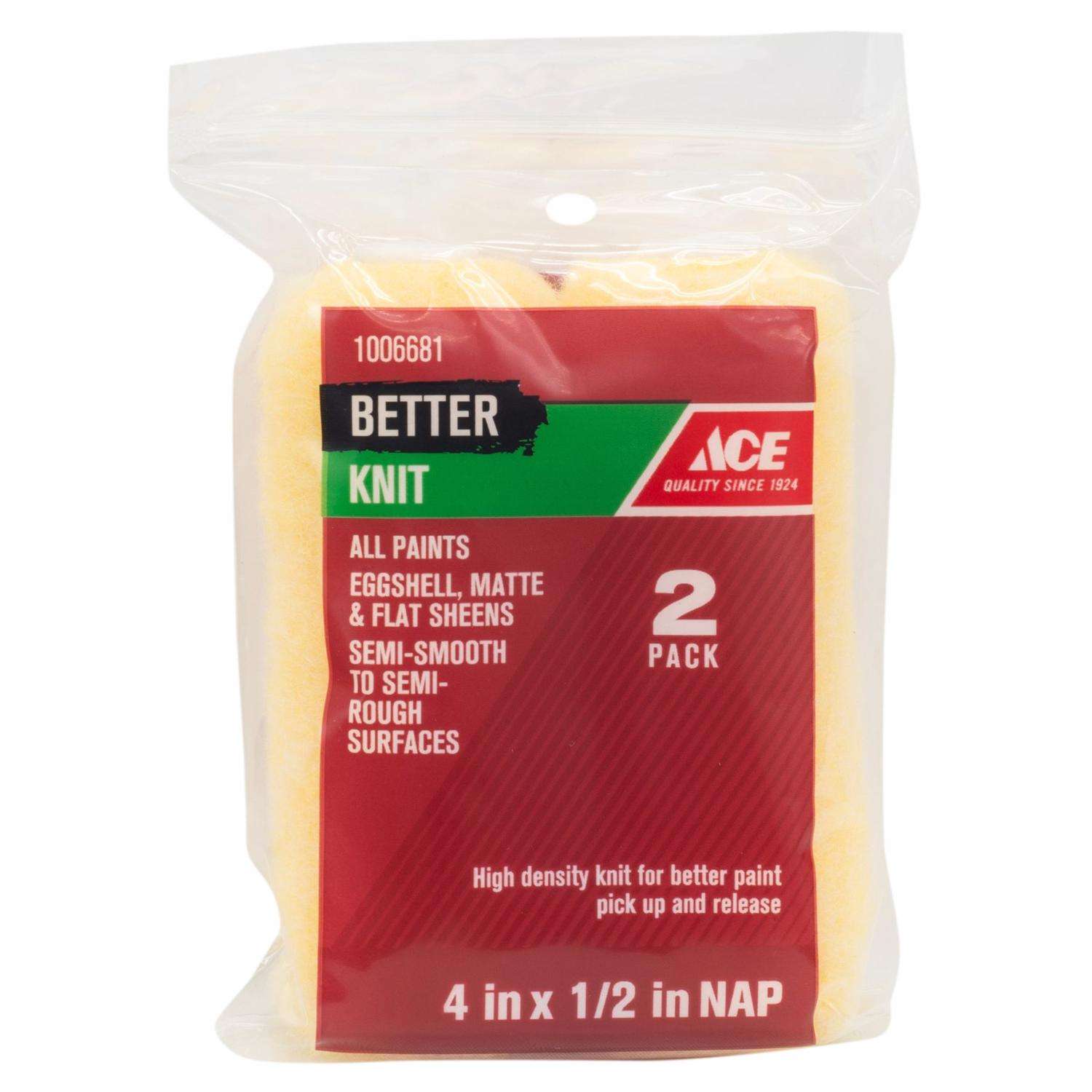 Ace Better Knit 4 in. W X 1/2 in. Mini Paint Roller Cover 2 pk - Ace ...
