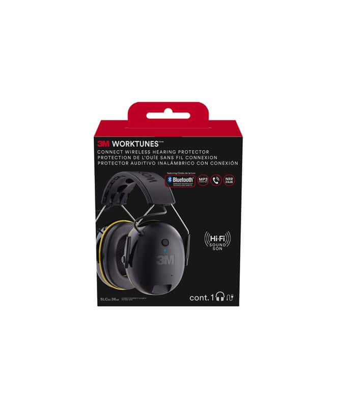 3M WorkTunes 24 dB Over-the-Head Hearing Protector Earmuff Black/Yellow ...