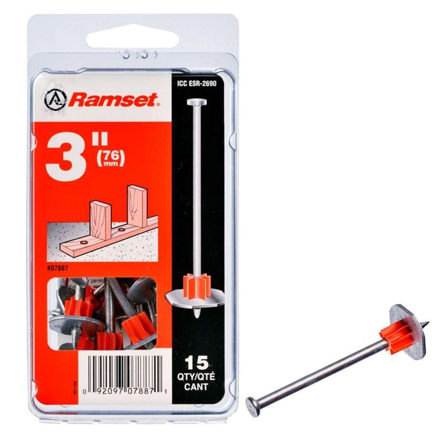 Ramset 0.300 in. D X 3 in. L Carbon Steel Round Head Drive Pin 15 pk ...