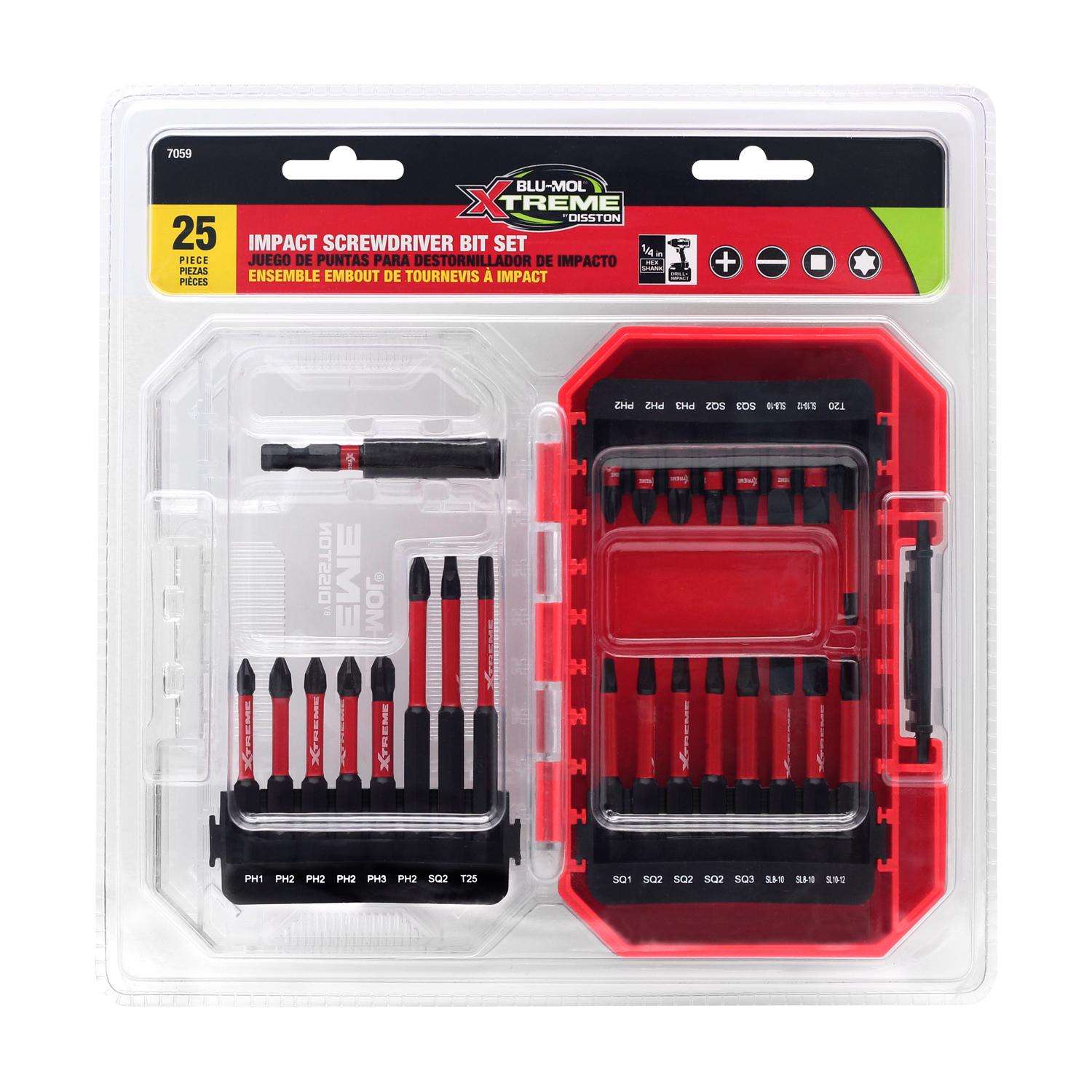 Blu-Mol Xtreme Assorted Impact Driver Bit Set S2 Tool Steel 25 pc - Ace ...