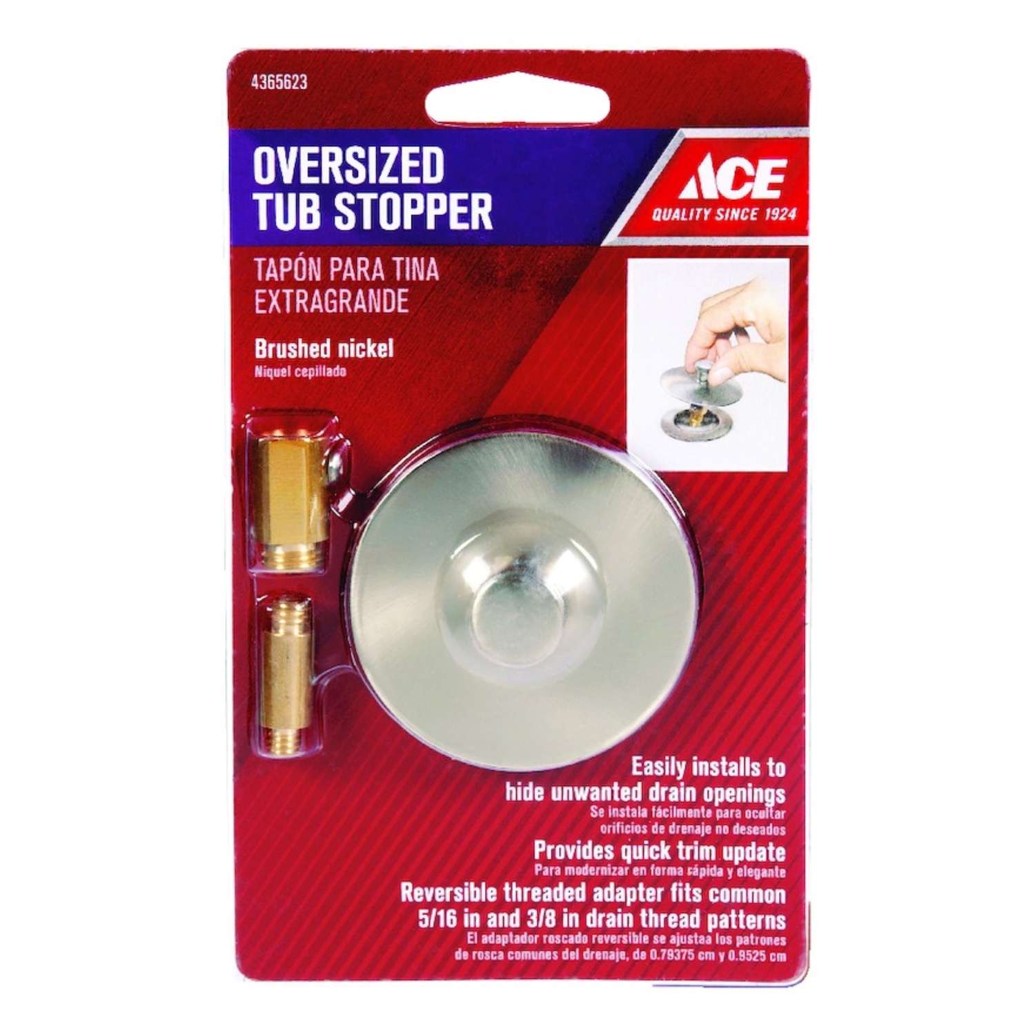 Ace Multi-Size in. Brushed Nickel Nickel Tub Stopper - Ace Hardware