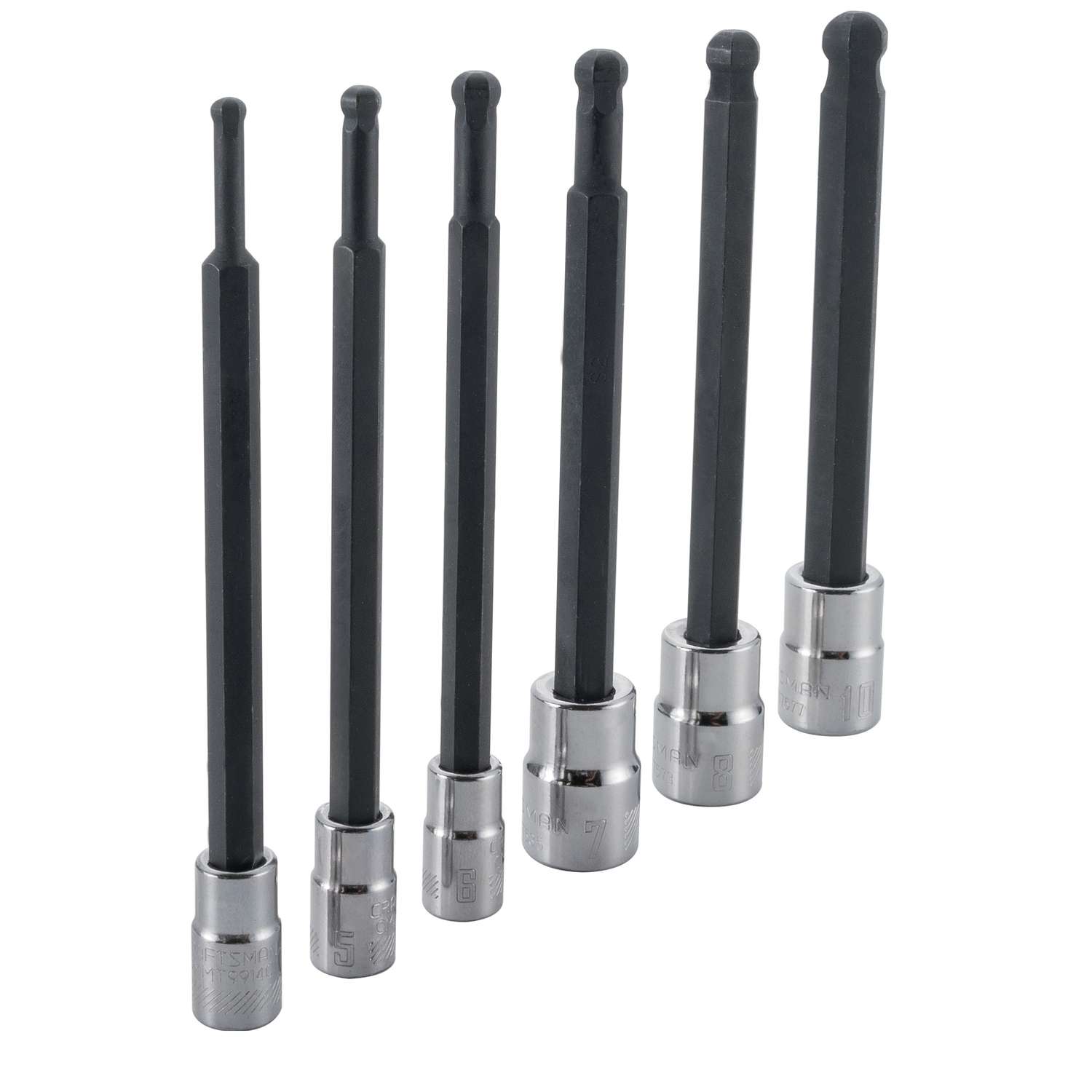 Craftsman 1/4 and 3/8 in. drive Metric 6 Point Long Ball Hex Bit Socket ...