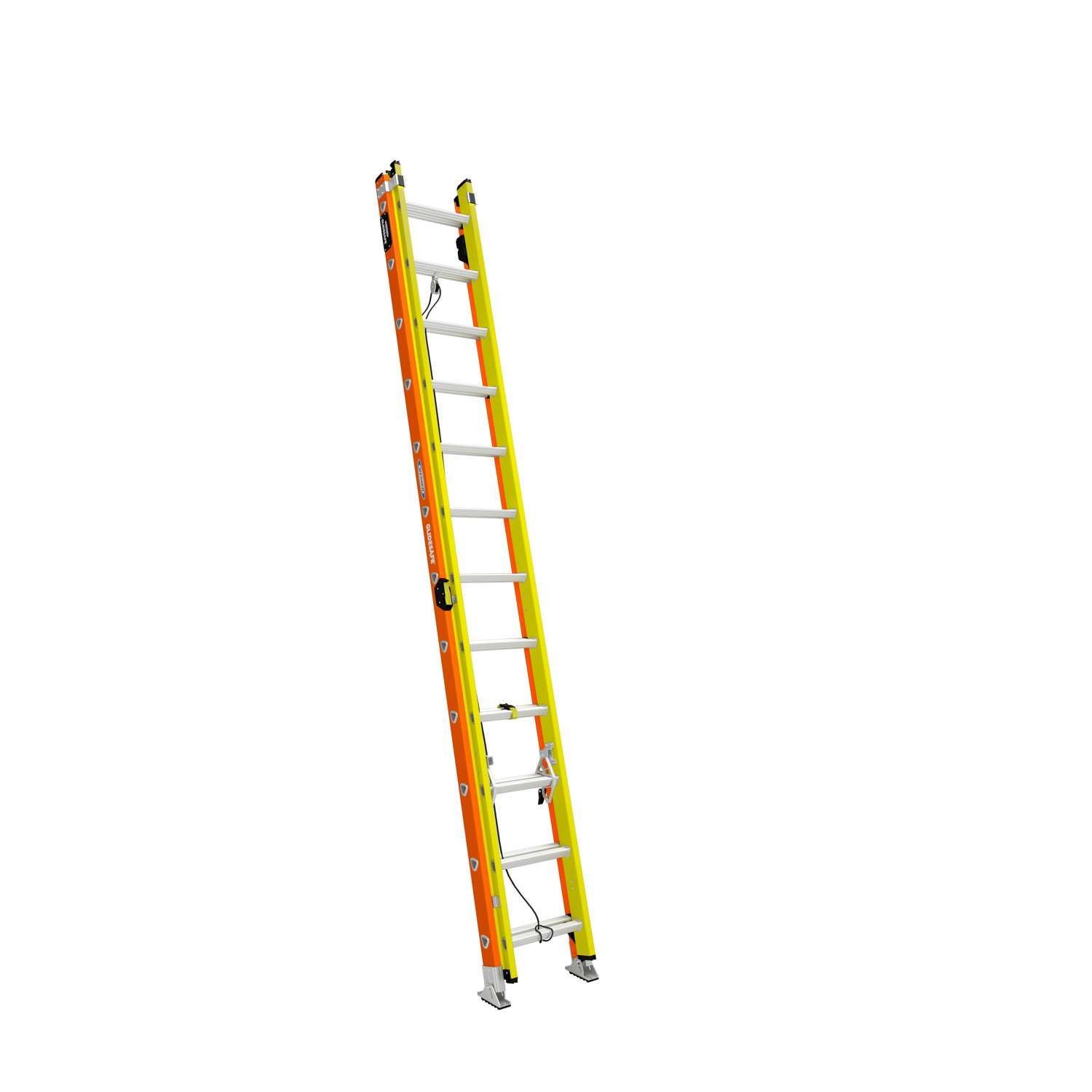 Werner Glidesafe 24 ft. H Fiberglass Extension Ladder Type IA 300 lb ...