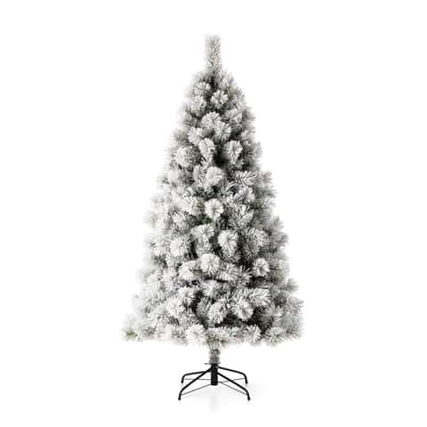 Glitzhome 6 ft. Pencil LED 300 ct Snow Flocked Pencil Pine Christmas Tree Mfr 2004900003 Ace Hardware