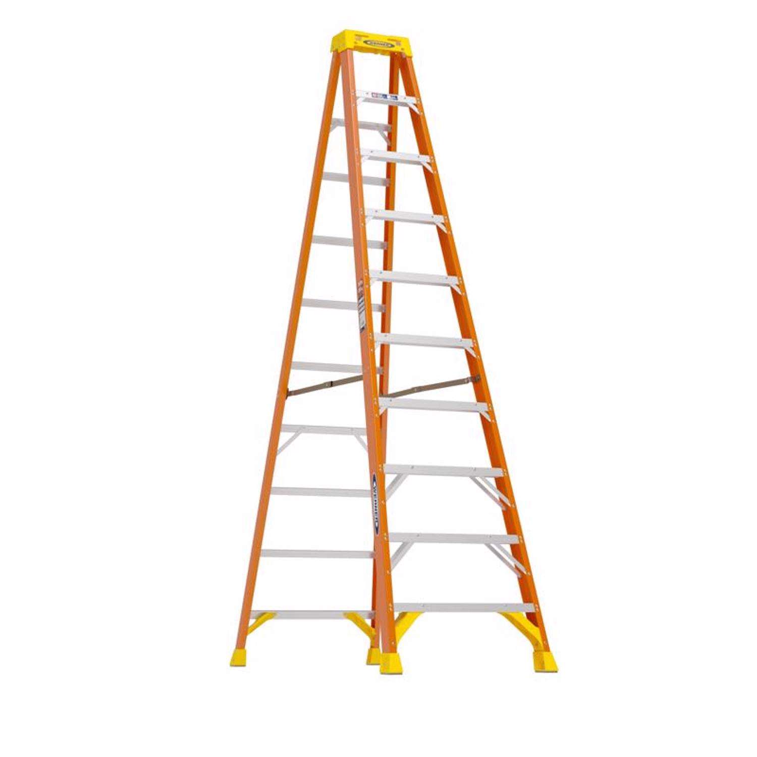 Werner 10 ft. H Fiberglass Step Ladder Type IA 300 lb. capacity - Ace ...