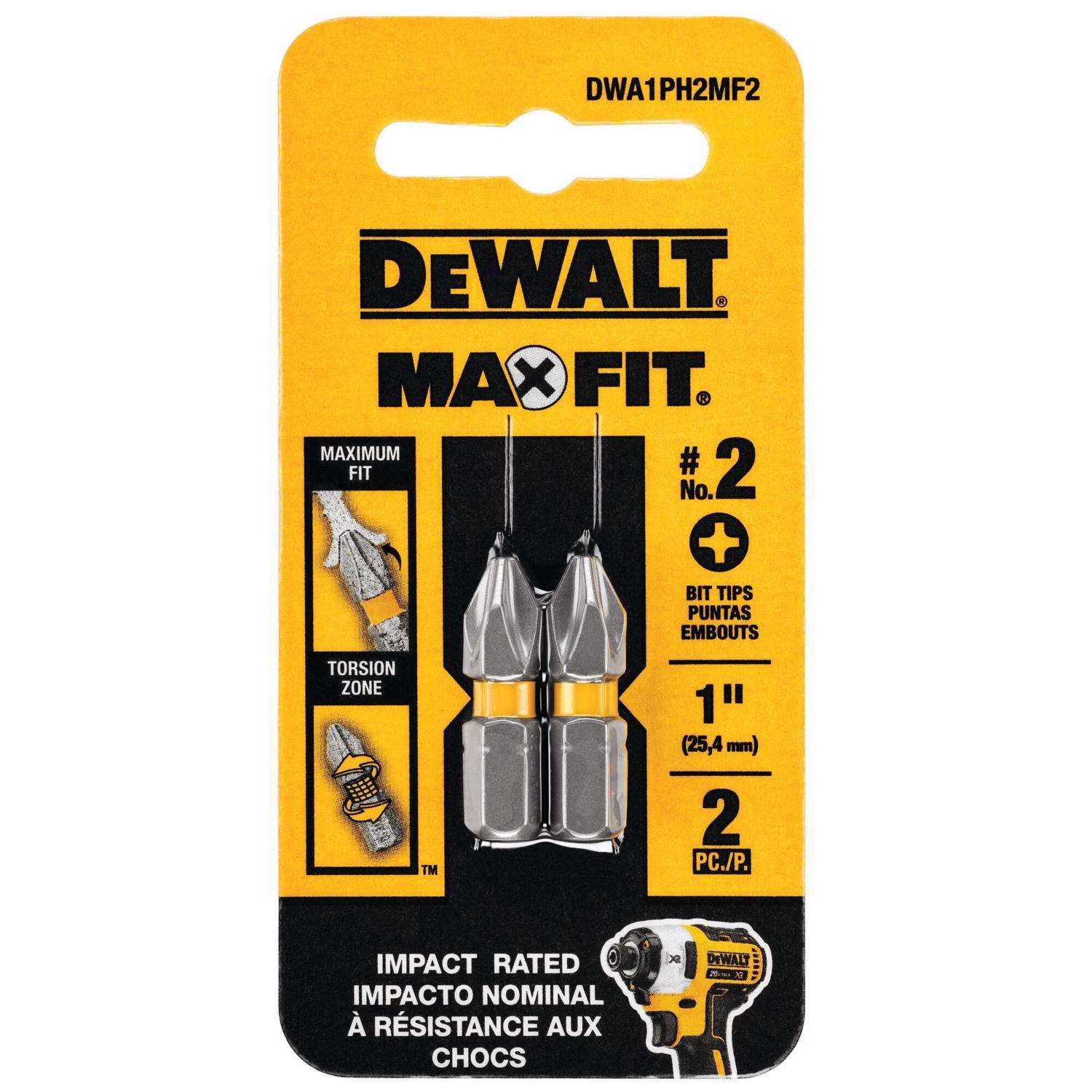 DeWalt Max Fit Phillips #2 X 1 in. L Screwdriver Bit Set Steel 2 pk ...