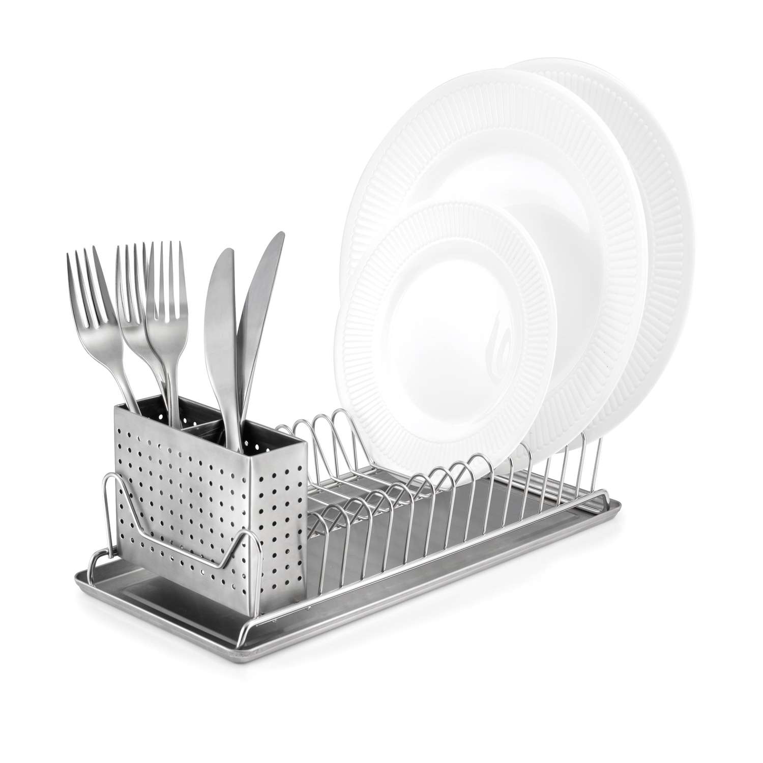 Polder 5 in. L X 14 in. W X 6.5 in. H Silver Stainless Steel Dish Rack ...
