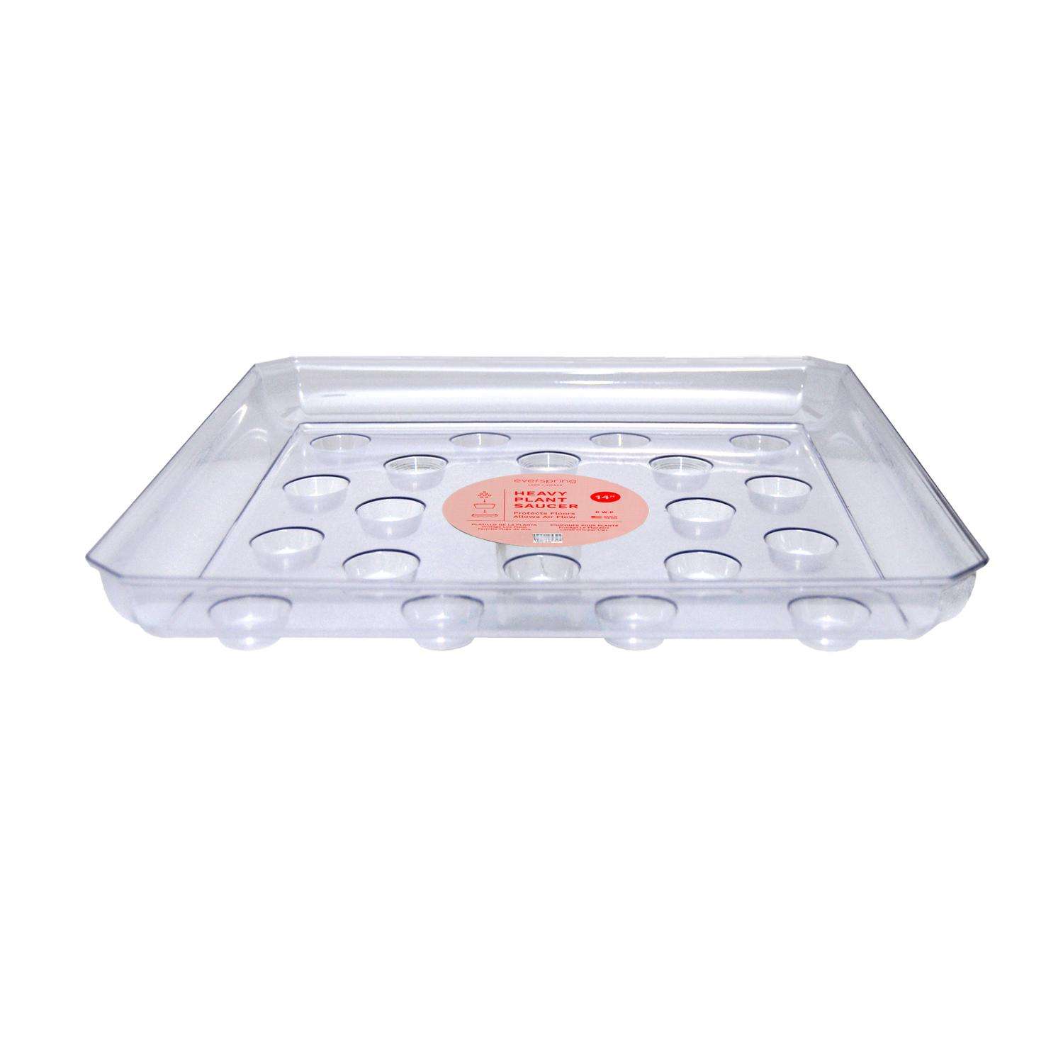 Everspring 1.62 in. H X 14 in. W X 14 in. D Plastic Plant Saucer Clear ...