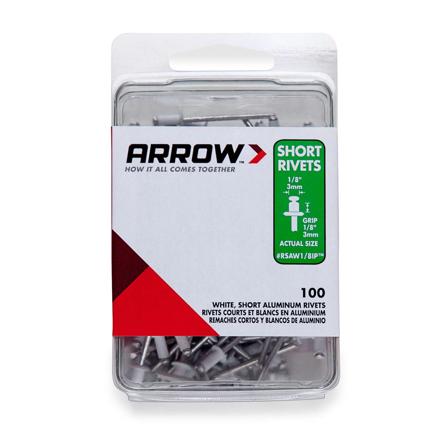 Arrow 1/8 in. D X 1/8 in. Aluminum Rivets White 100 pk - Ace Hardware
