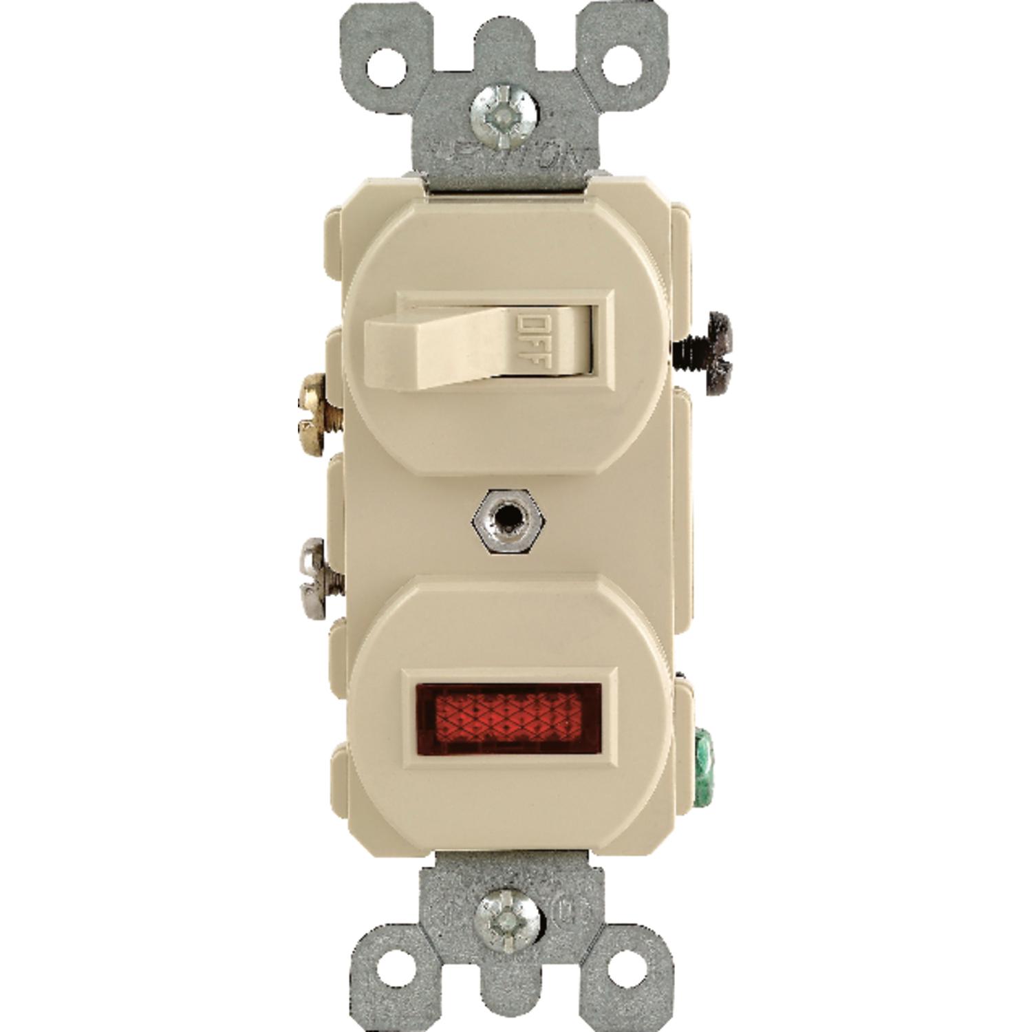 Leviton 15 amps Single Pole Combination Switch w/ Pilot Ivory 1 pk ...