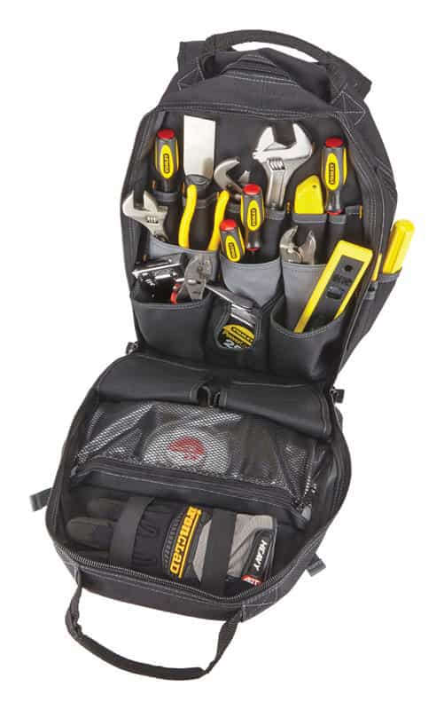 CLC 7.5 in. W x 16 in. H Polyester Backpack Tool Bag 44 pocket Black ...