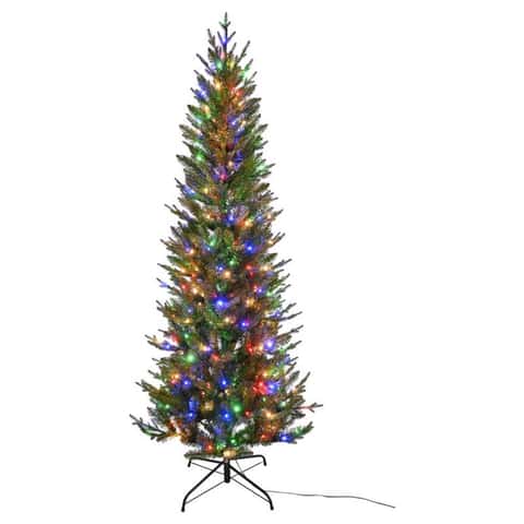 Celebrations 7 ft. Slim LED 350 ct 1-2-Tree Majestic Fraser Fir Color ...