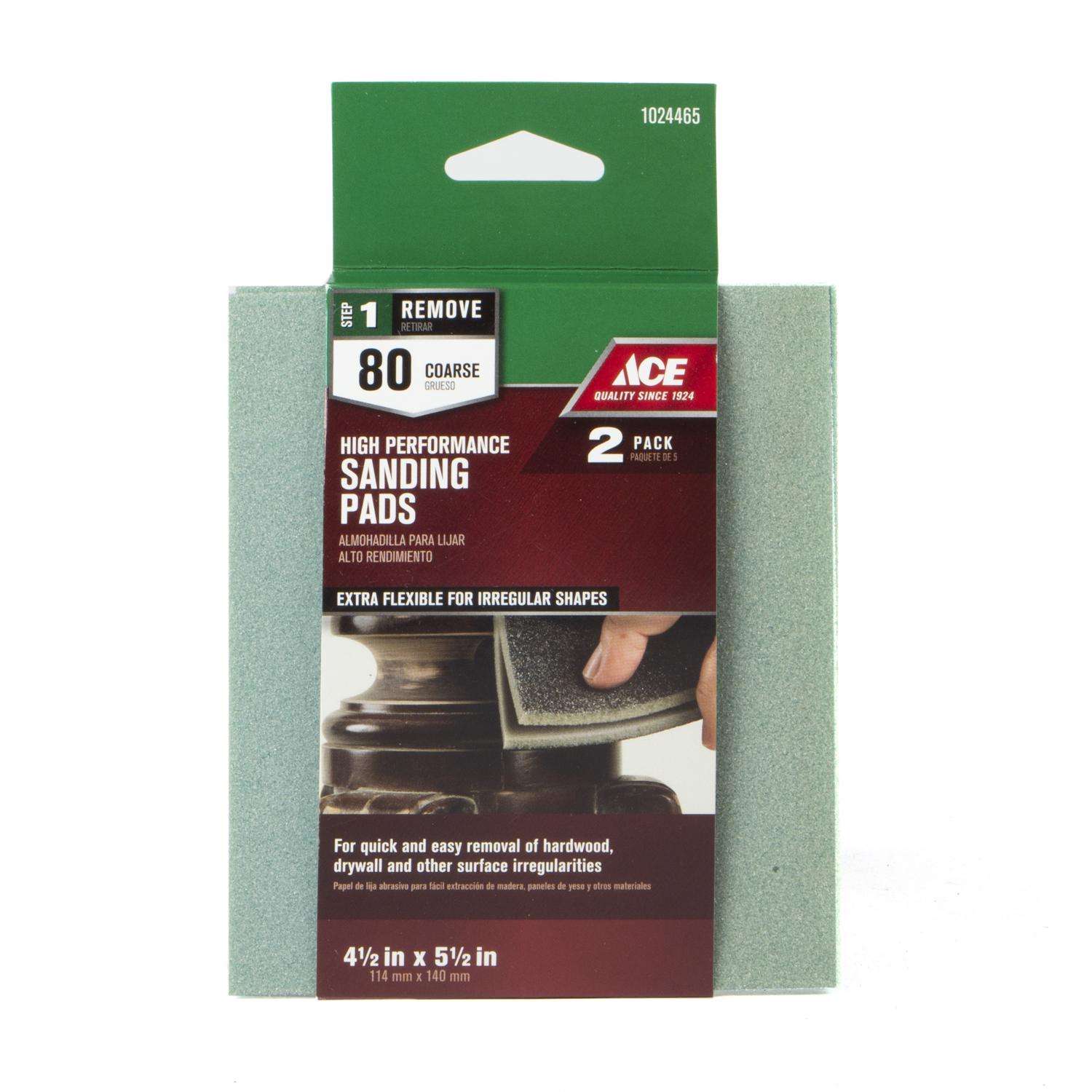 Ace 5.5 in. L X 4.5 in. W X .25 in. 80 Grit Coarse Contour Hand Sanding ...